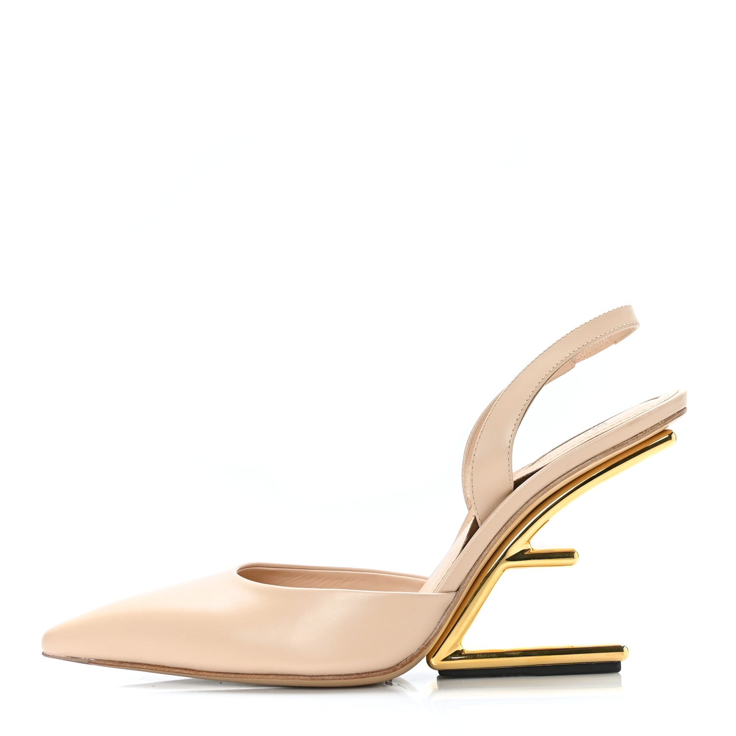 Fendi Vitello Fendi First 95mm Slingback Sandals 39 Poudre 1166755 ...