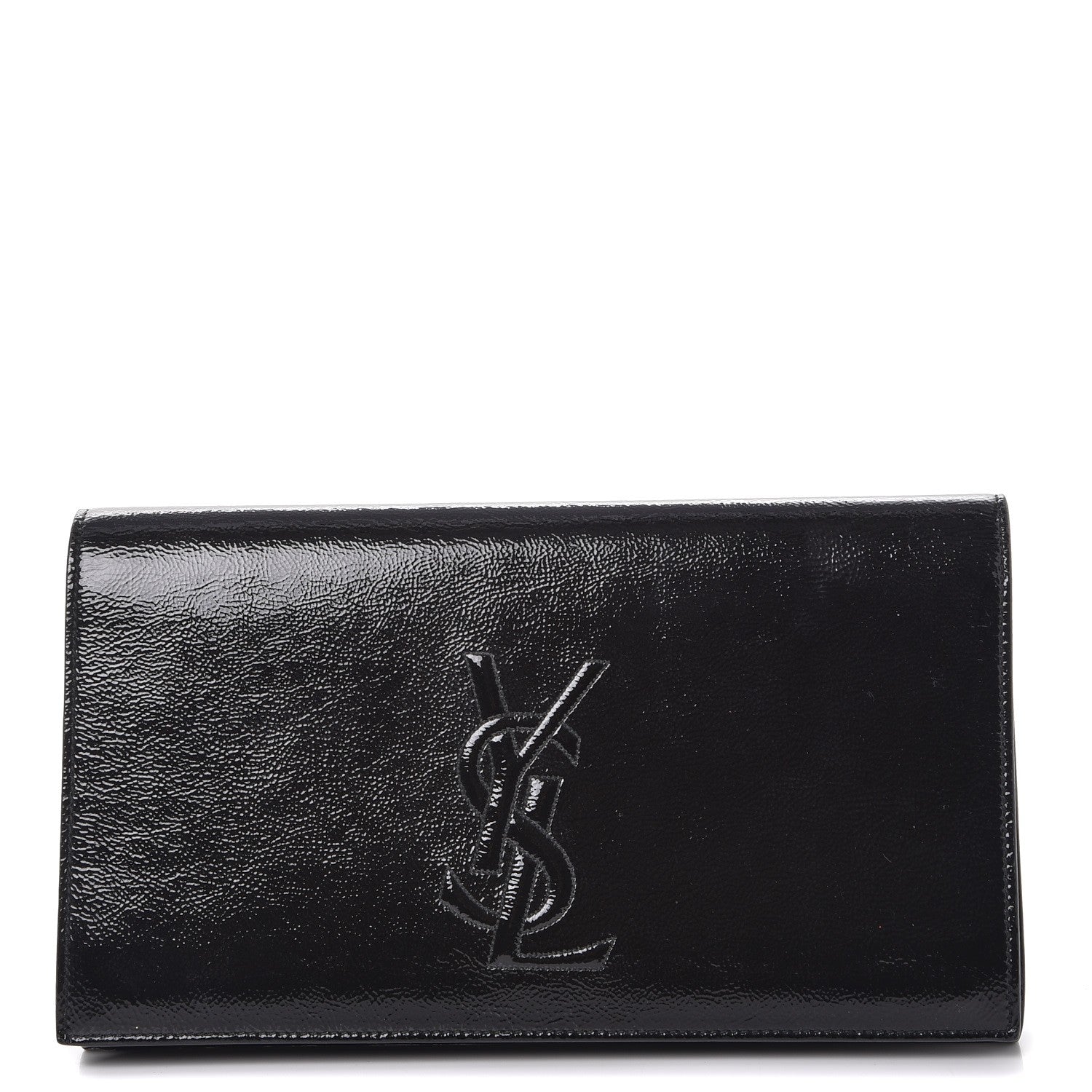 Saint Laurent Textured Patent Monogram Large Belle De Jour Clutch Black ...