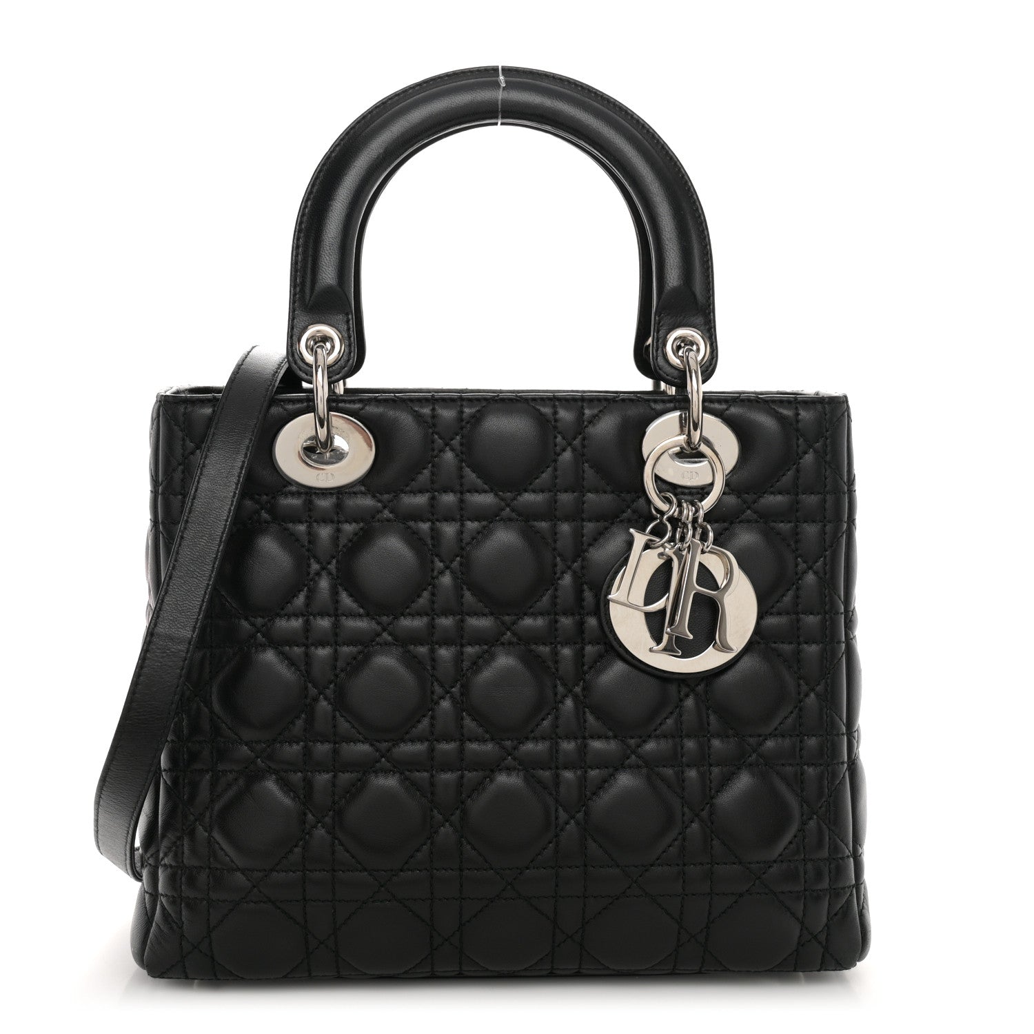 Christian Dior Lambskin Cannage Medium Lady Dior Black 1510930 ...