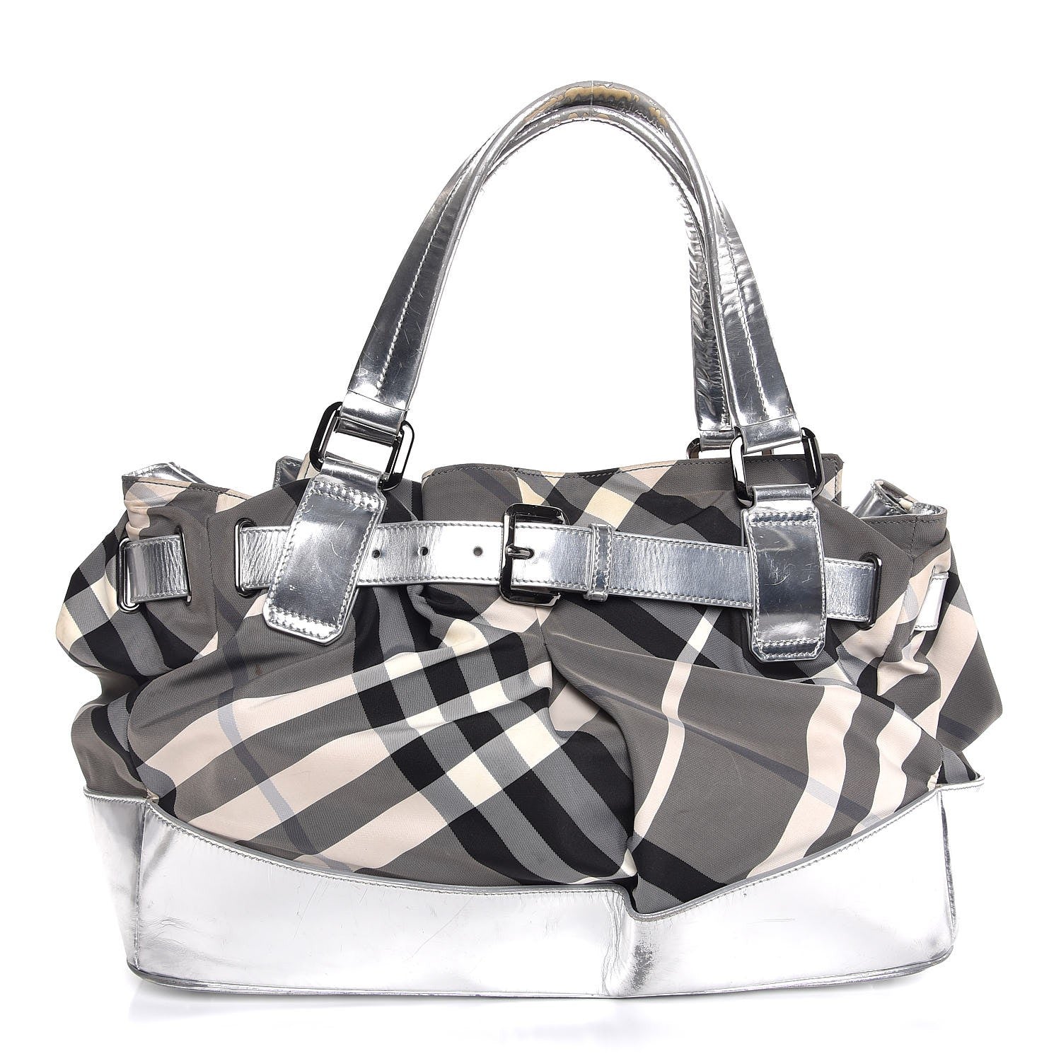 Burberry Nylon Beat Check Lowry Silver 315758 – FASHIONPHILE