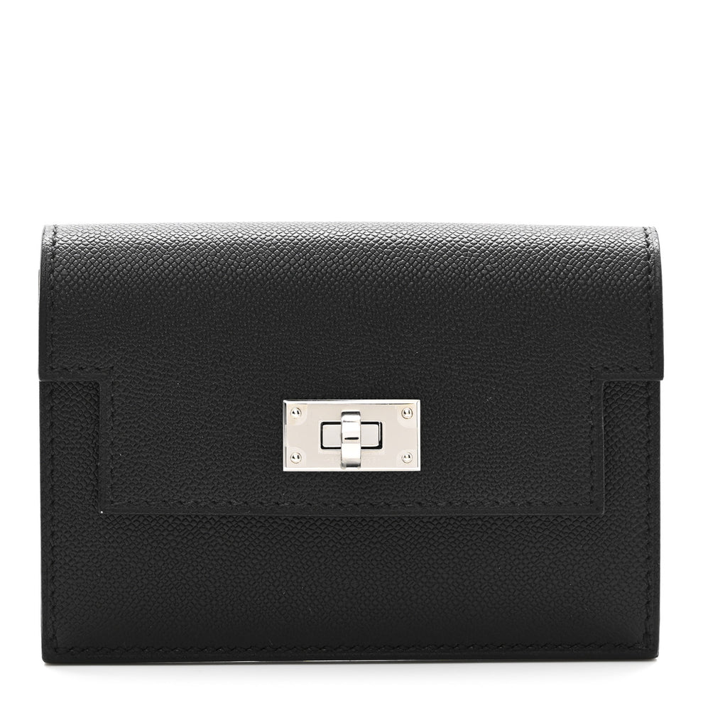 Hermes Madame Calfskin Kelly Pocket Slim Wallet Black 1793324 ...