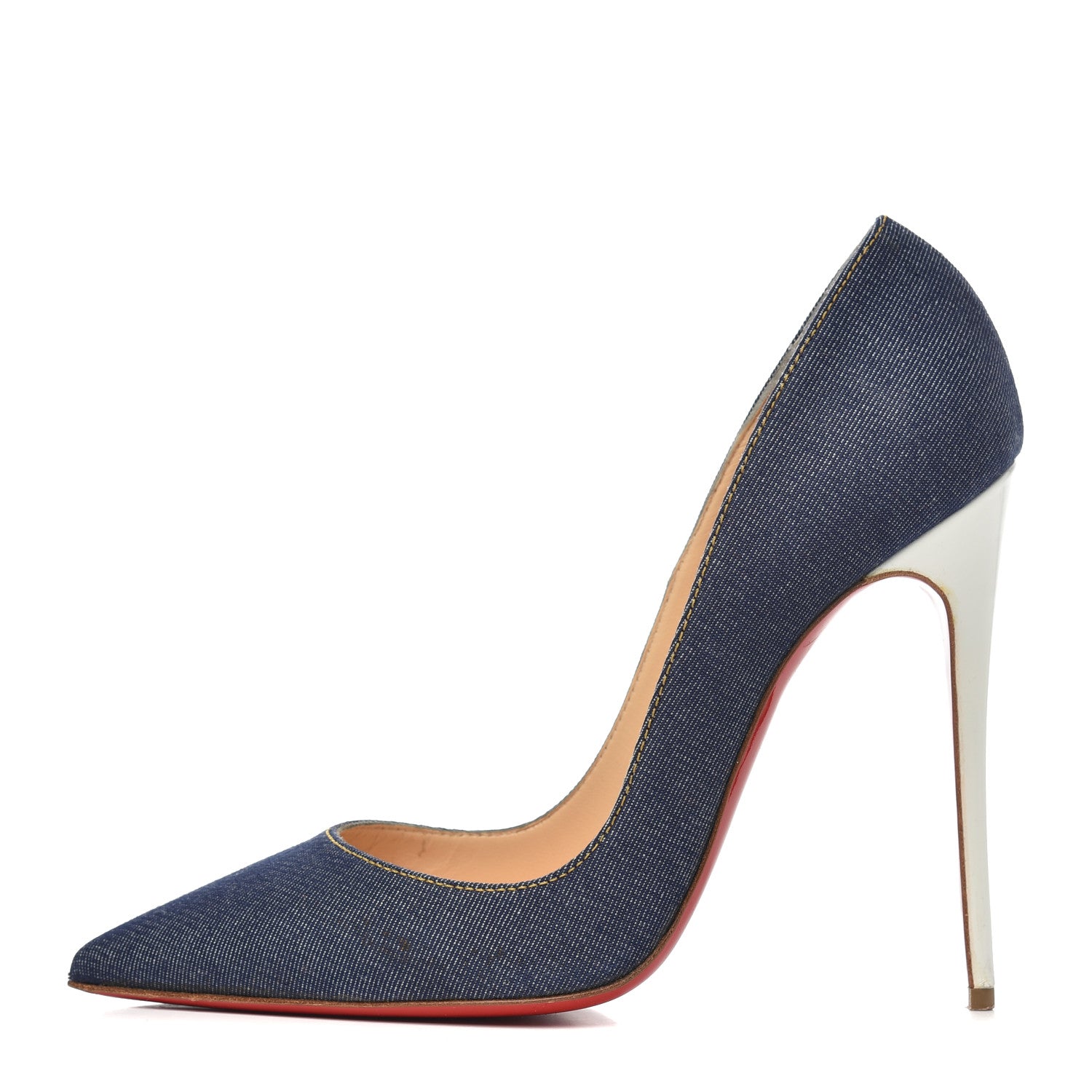 Christian Louboutin Denim Jazz Calf So Kate 120 Pumps 37.5 Blue White ...