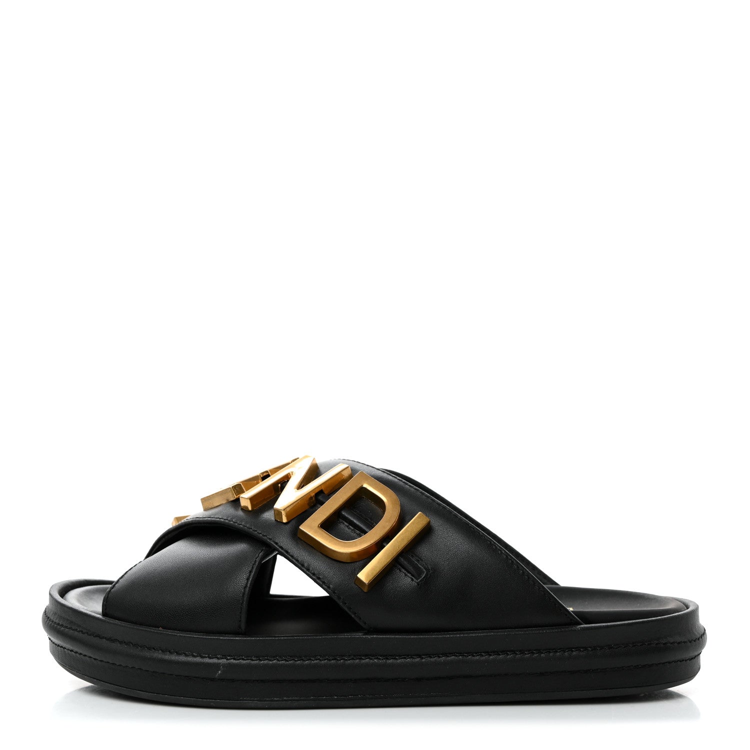 Fendi Vitello Womens Fendigraphy Slide Sandals 38.5 Black 1423825 ...