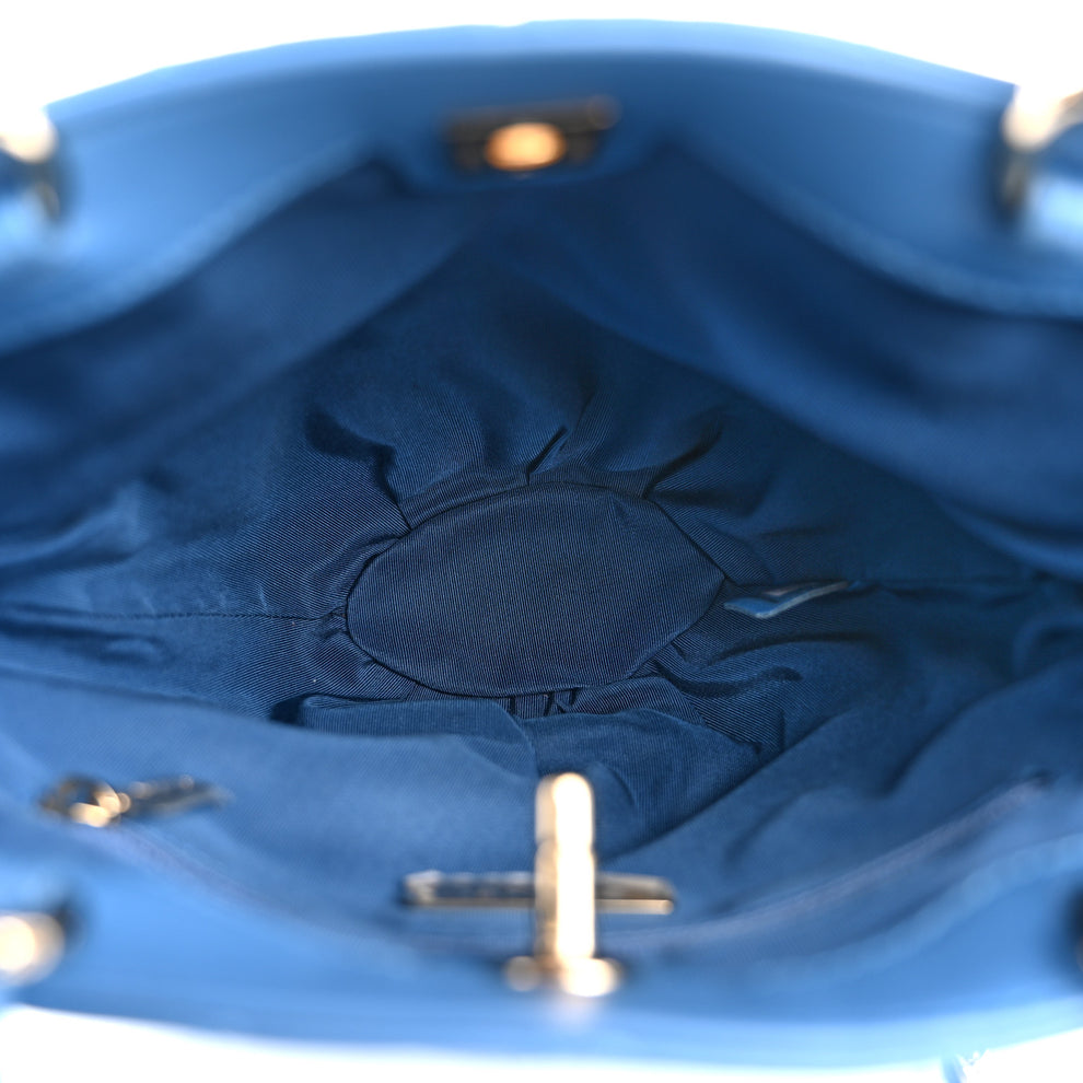 Chanel Calfskin Stitched Chain Top Handle Bucket Bag Blue 1804311 ...