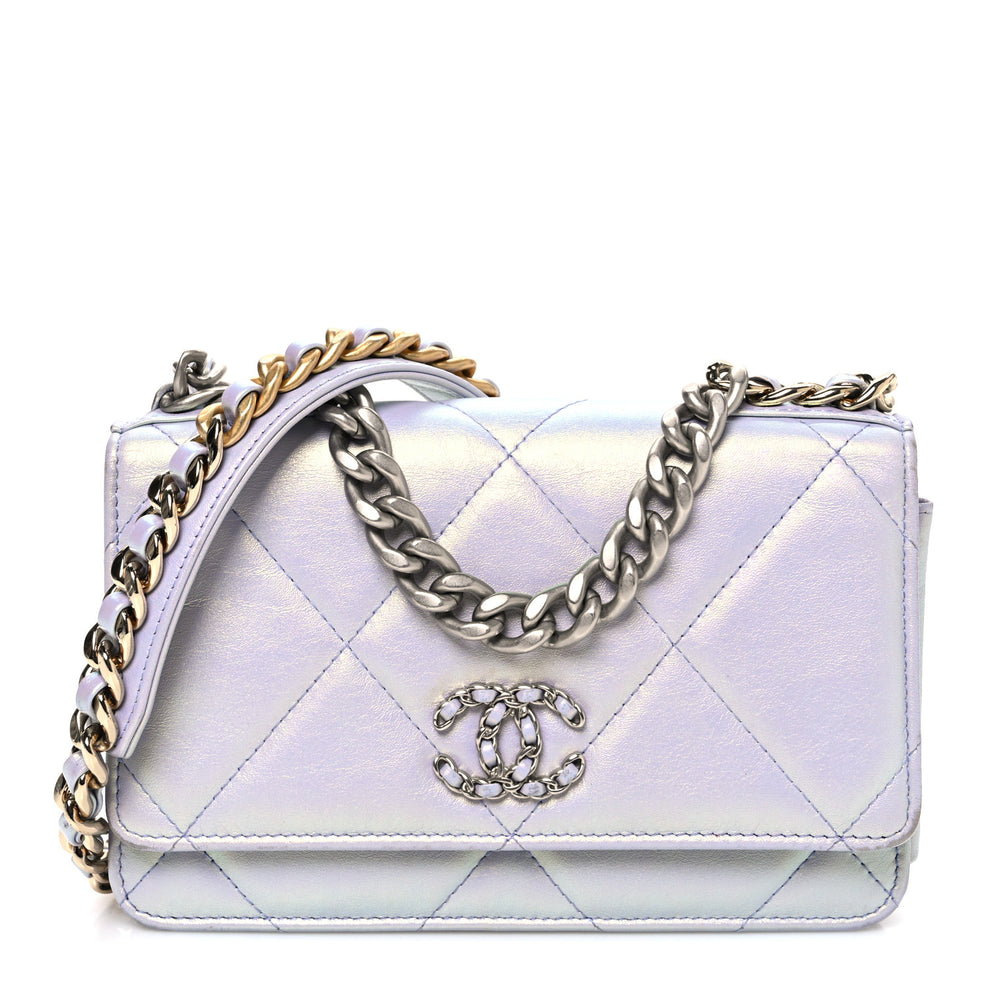 Chanel Iridescent Calfskin Quilted Chanel 19 Wallet On Chain WOC Light ...