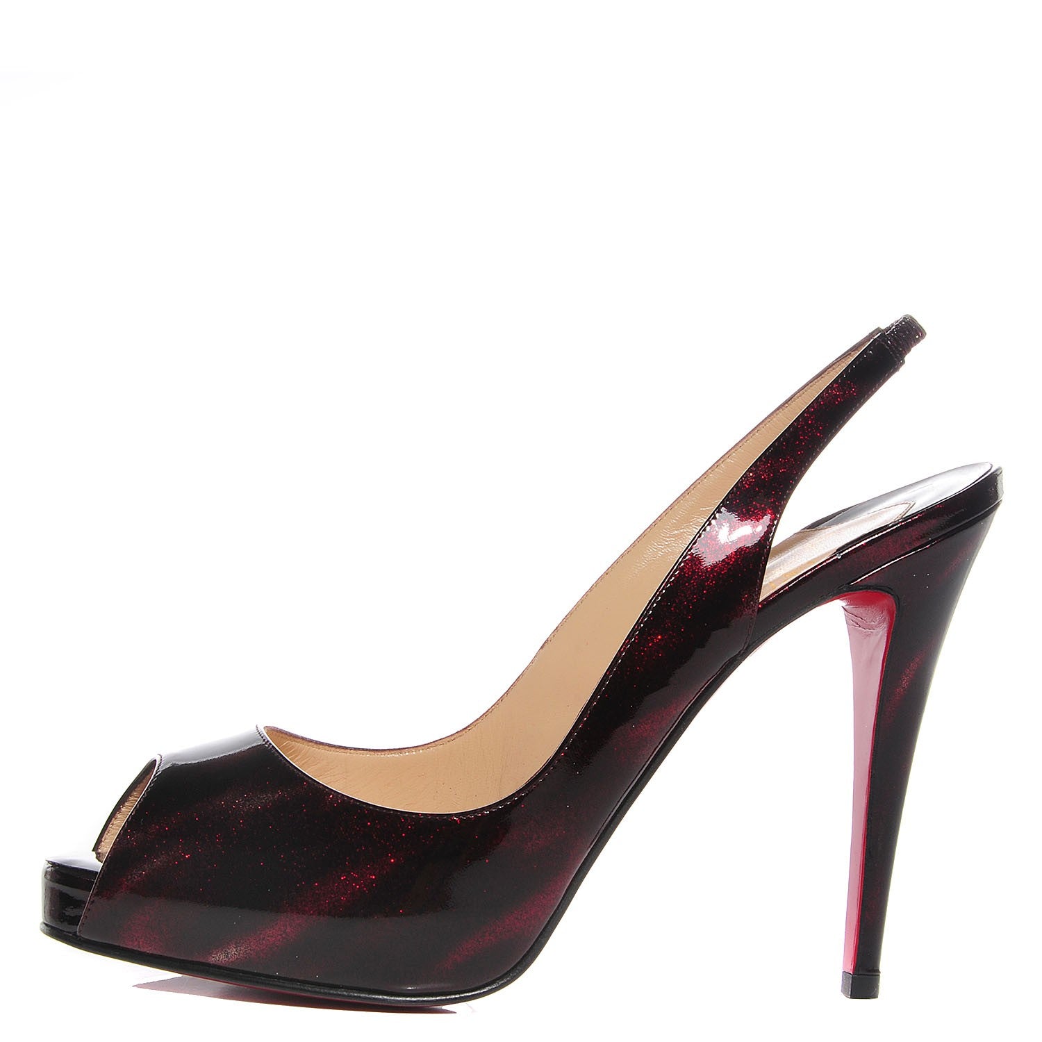 Christian Louboutin Patent Glitter No Prive 120 Pumps 40.5 Burgundy ...