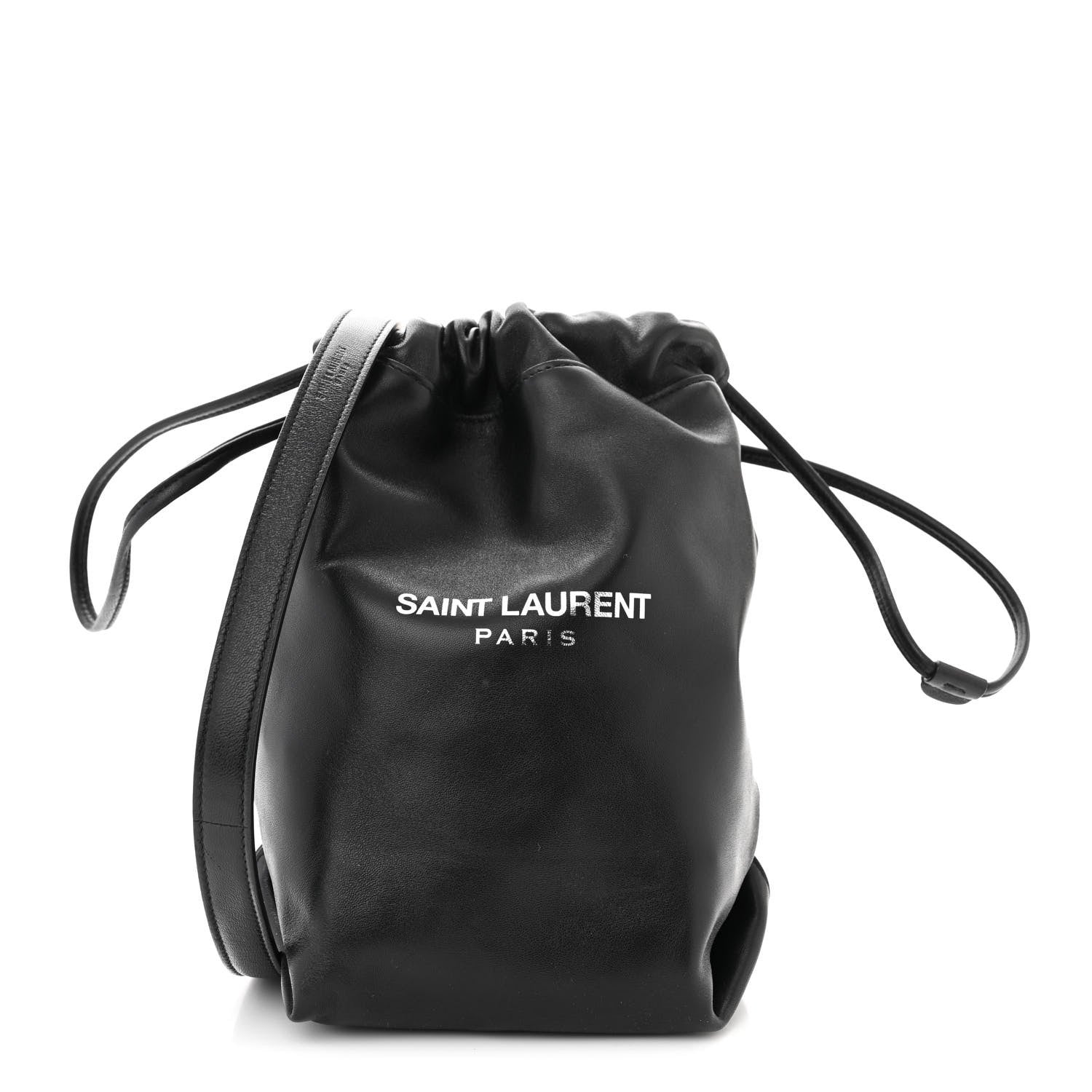 Saint Laurent Lambskin Teddy Drawstring Bag Black 1479591 – FASHIONPHILE