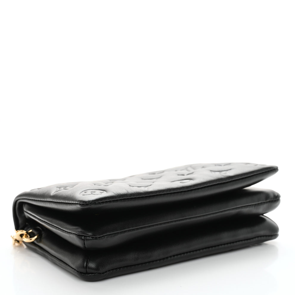 Louis Vuitton Lambskin Embossed Monogram Pochette Coussin Black 1732311 ...