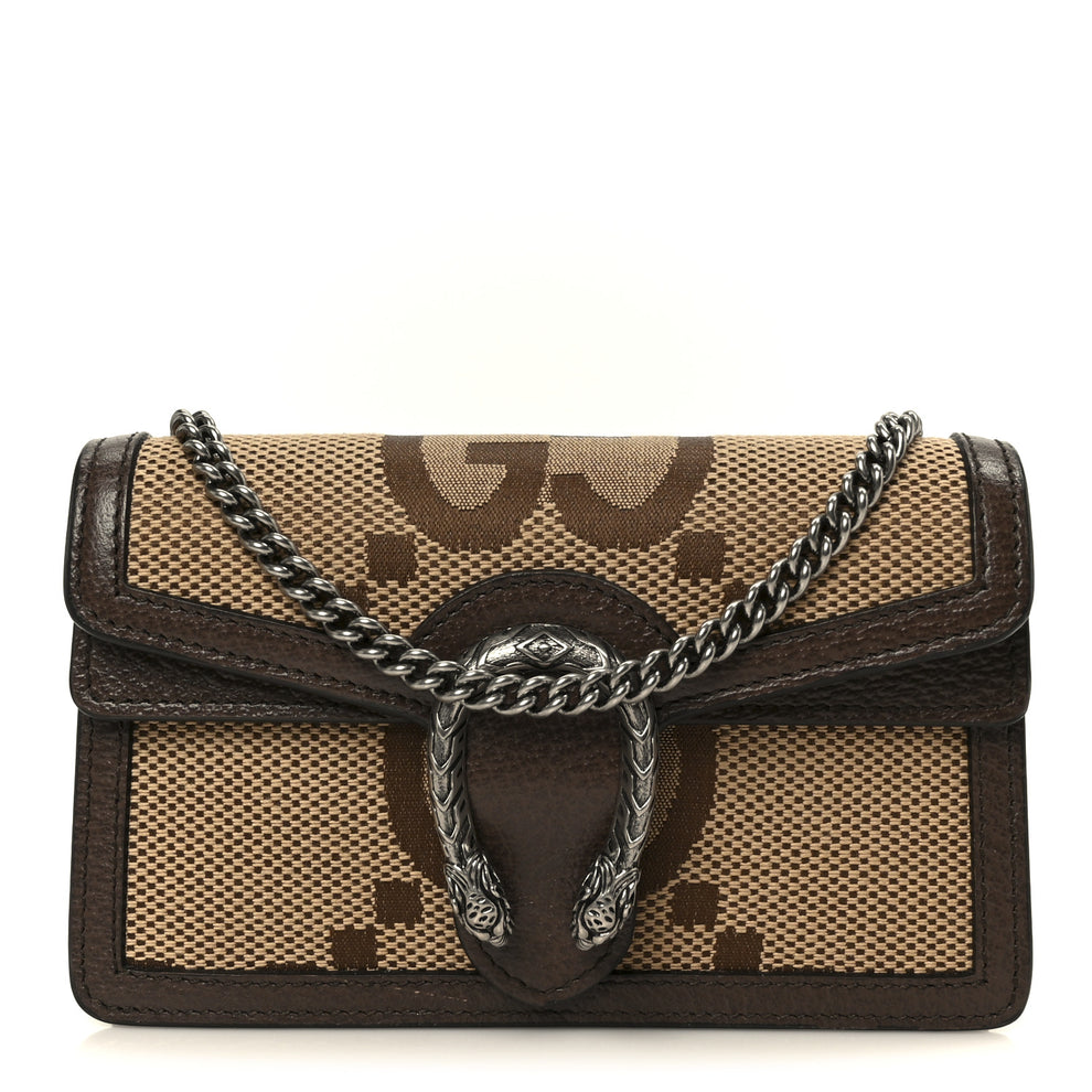 Gucci Monogram Jumbo GG Textured Dollar Calfskin Super Mini Dionysus ...