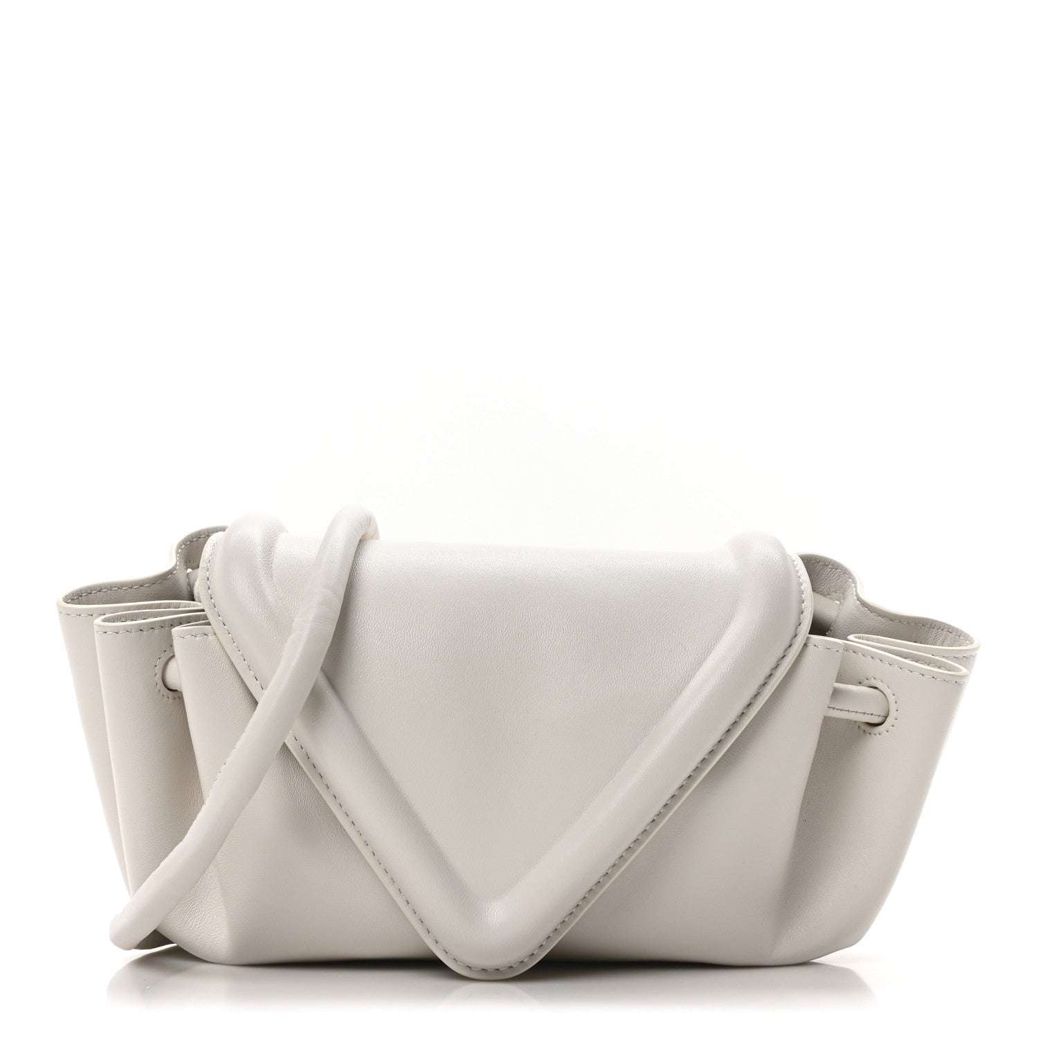 Bottega Veneta Lambskin Small Beak Triangle Flap Shoulder Bag Chalk ...