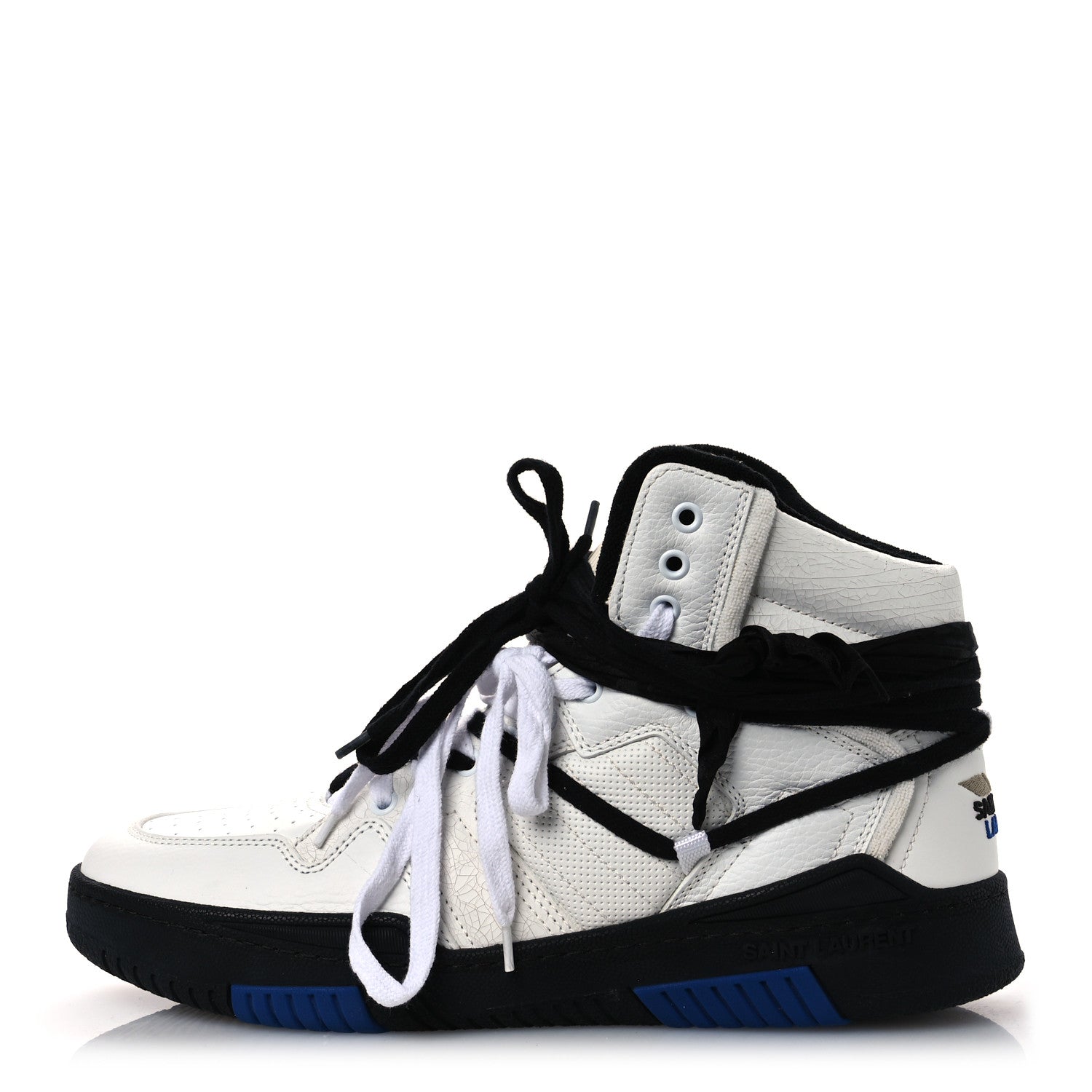 Saint Laurent Crackled Calfskin Mens Cure 05 High Top Sneakers 45 White ...