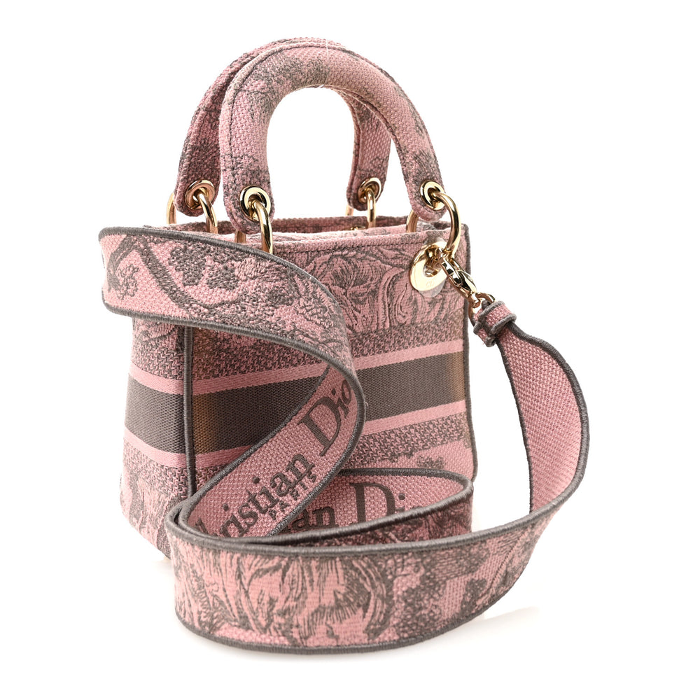 Christian Dior Canvas Toile De Jouy Embroidered Mini Lady D-Lite Gray ...