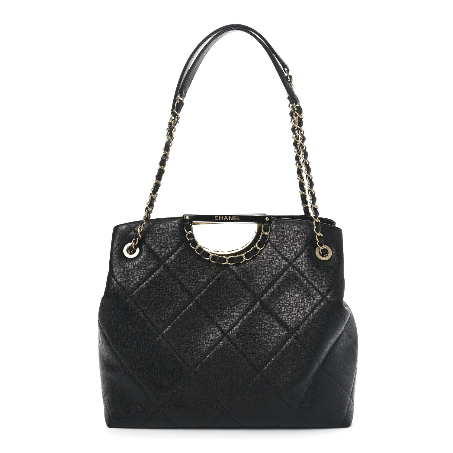 Chanel Caviar Quilted Large A Real Catch Shopping Bag Black 1714076 ...