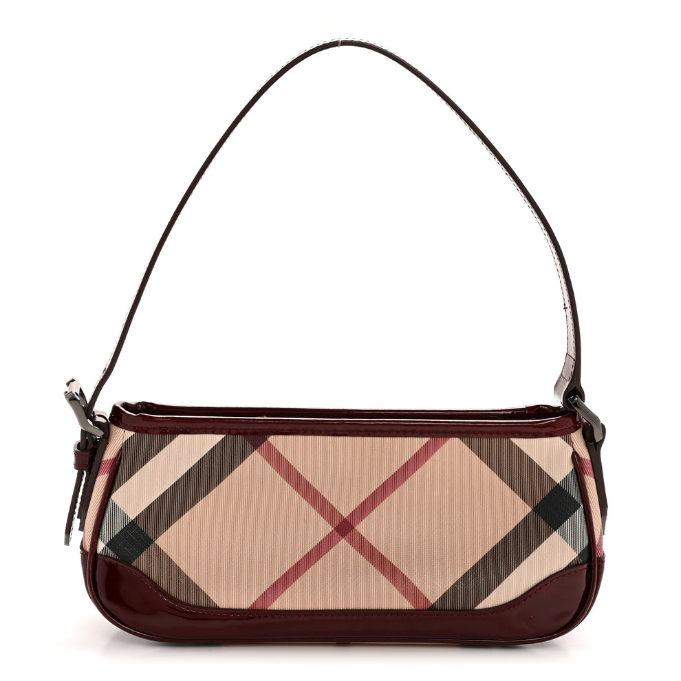 Burberry Patent Nova Check Newbury Dark Red 1785993 – FASHIONPHILE