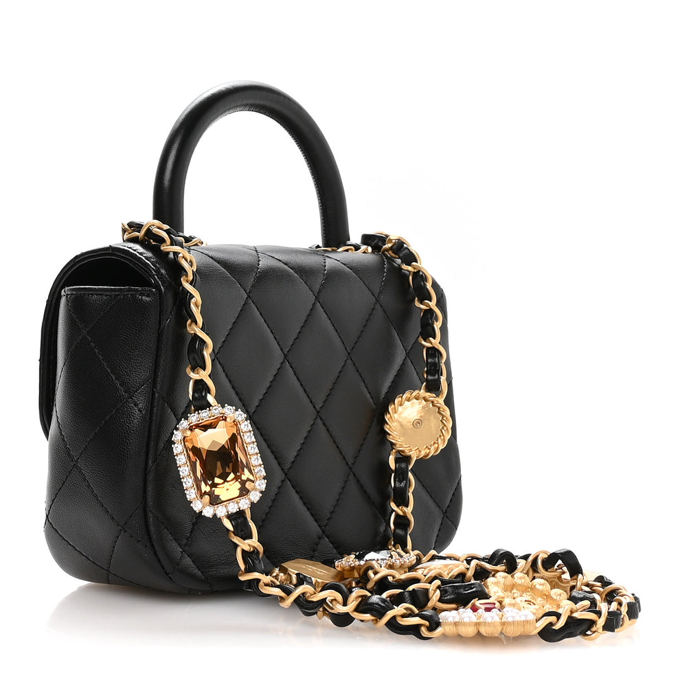 Chanel Lambskin Quilted Bijoux Chain Mini Top Handle Flap Black 1878792 ...