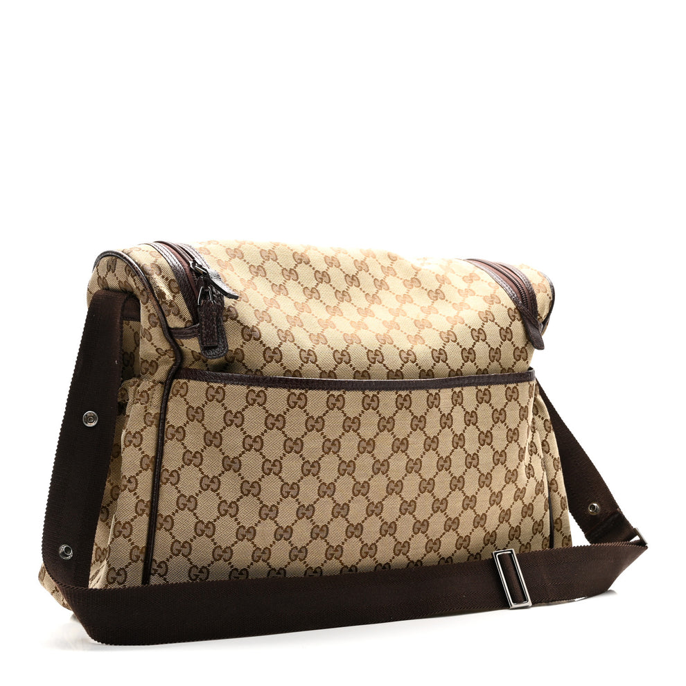 Gucci Monogram Natural Pigskin Large Diaper Bag Beige Ebony Cocoa Dark ...