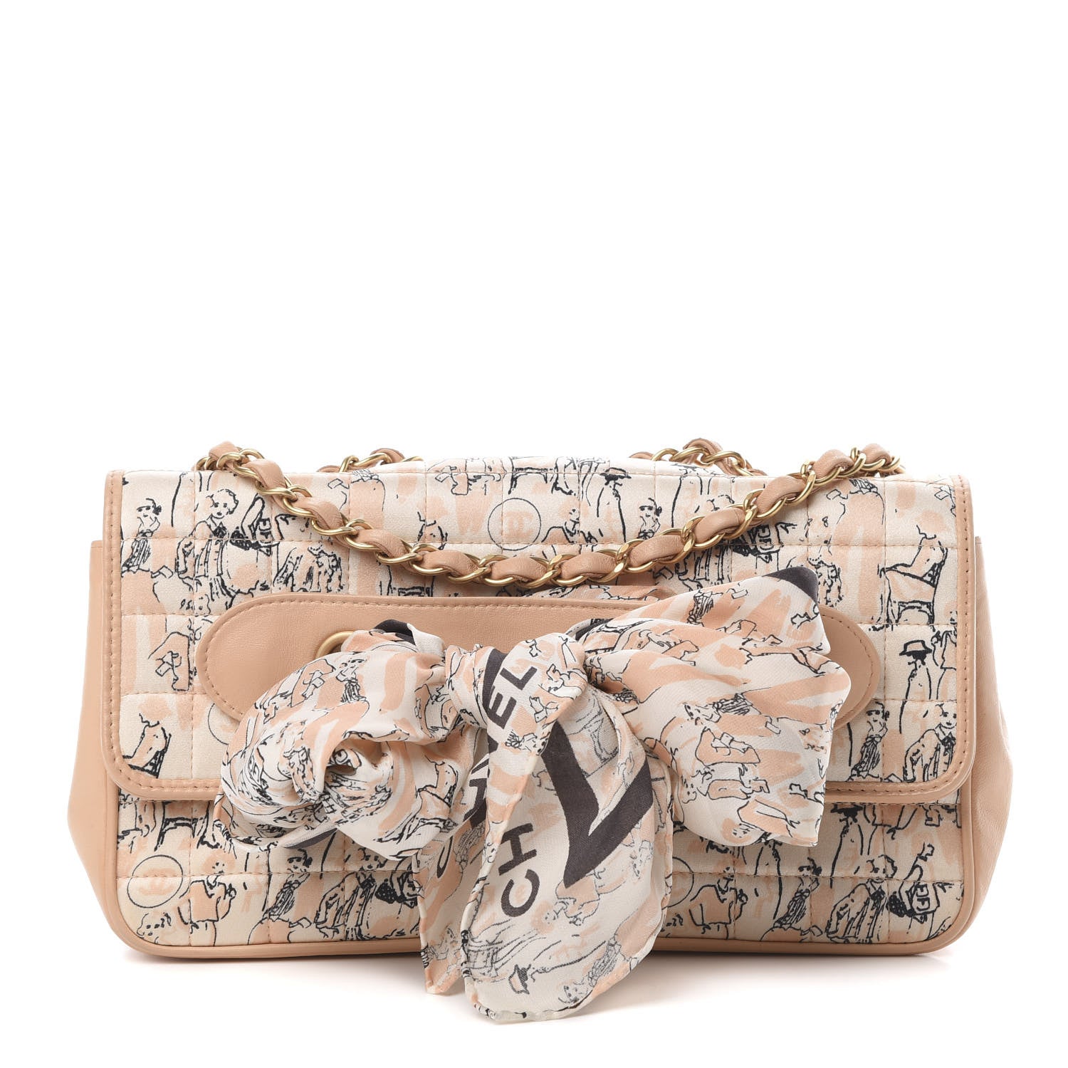 Chanel Silk Lambskin Coco Mademoiselle Scarf Flap Bag Beige 612102 ...