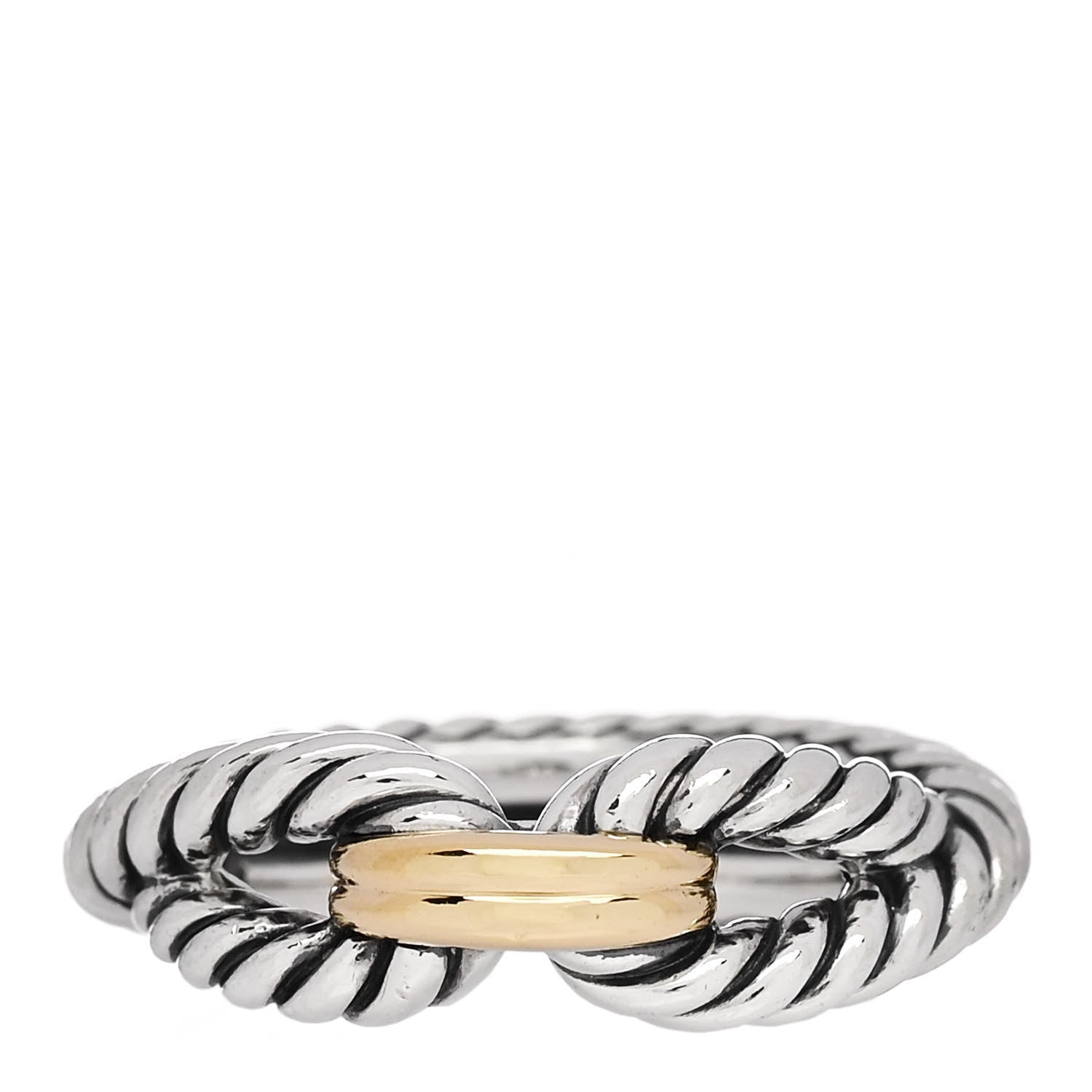 David Yurman Sterling Silver 18K Yellow Gold Cable Loop Ring 49 4.75 ...