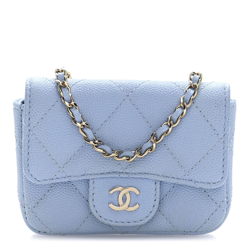 Chanel Caviar Quilted Mini Chain Belt Bag Light Blue 1770782 – FASHIONPHILE