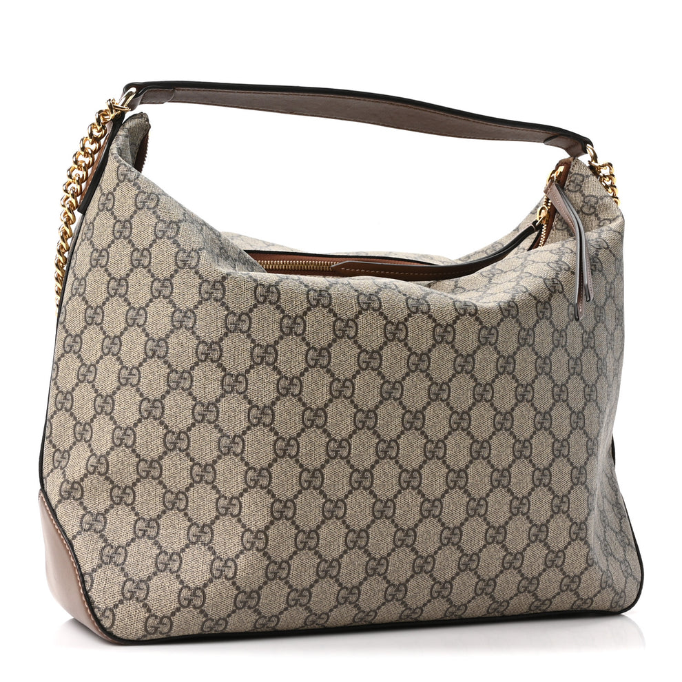 Gucci GG Supreme Monogram Large Linea A Hobo Light Brown 1868011 ...