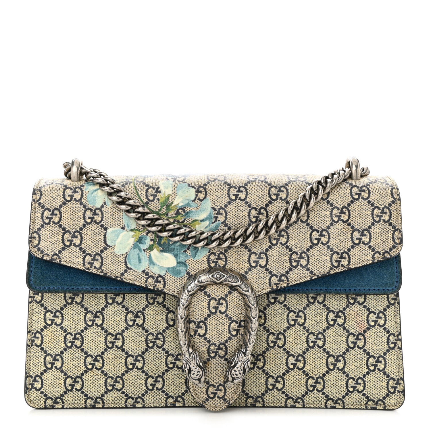Gucci GG Supreme Monogram Blooms Small Dionysus Shoulder Bag Beige Navy ...