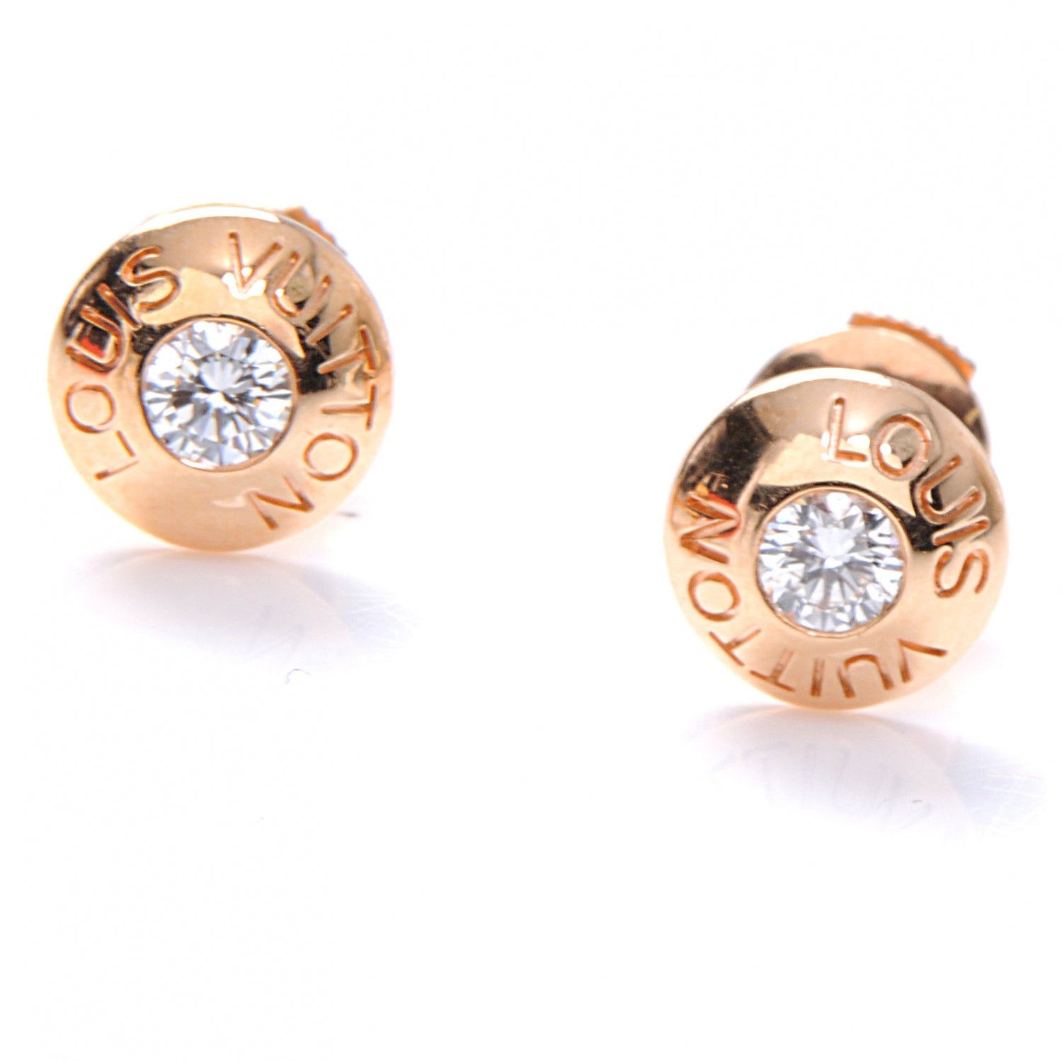 Louis Vuitton 18K Rose Gold Clous Ear Studs With Diamonds 48448 ...