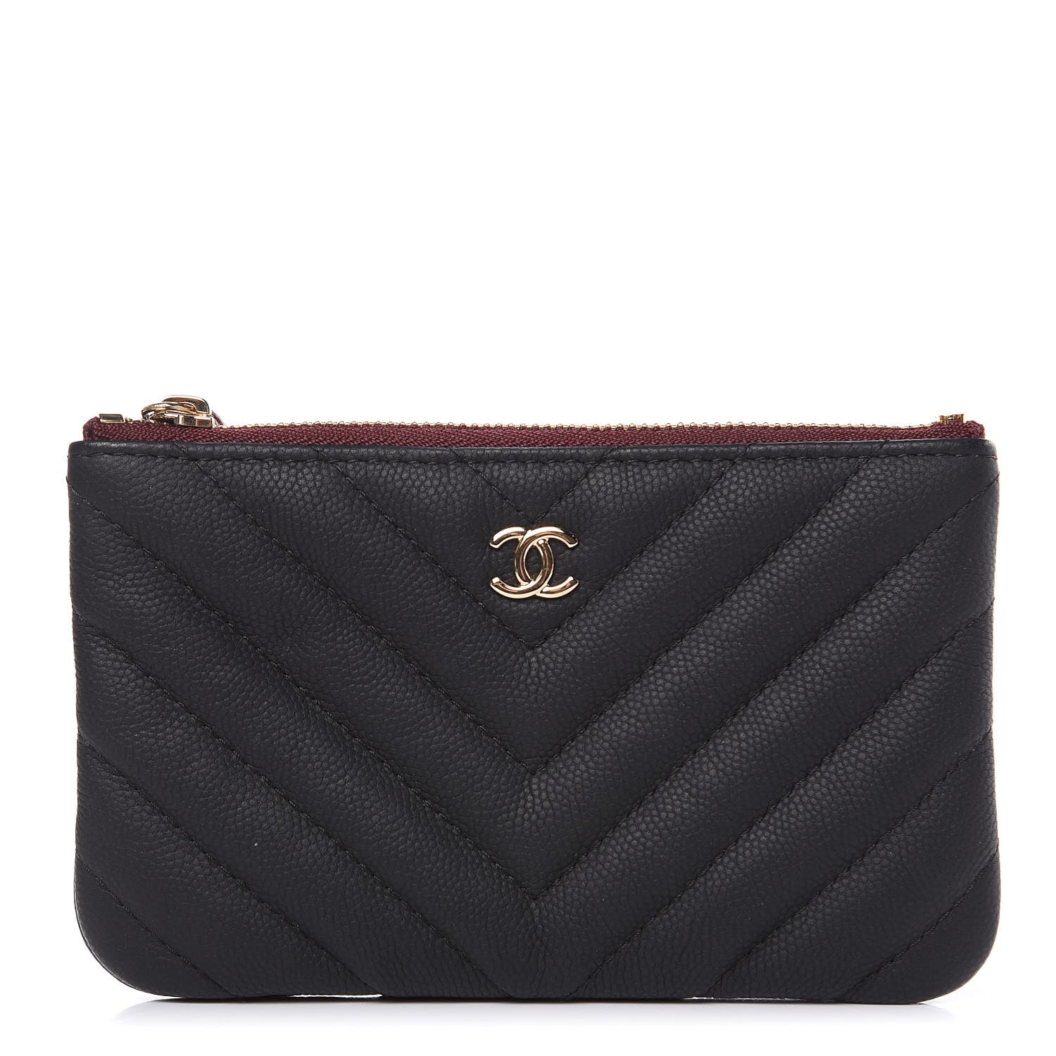 Chanel Caviar Chevron Quilted Small Cosmetic Case Black 412681 ...