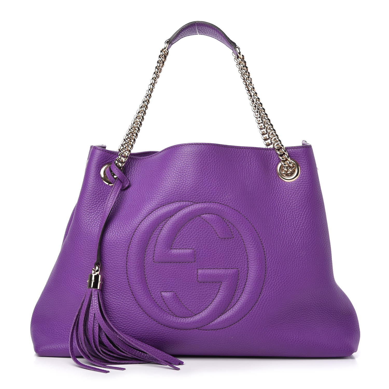 Gucci Pebbled Calfskin Medium Soho Chain Shoulder Bag Shine Purple ...