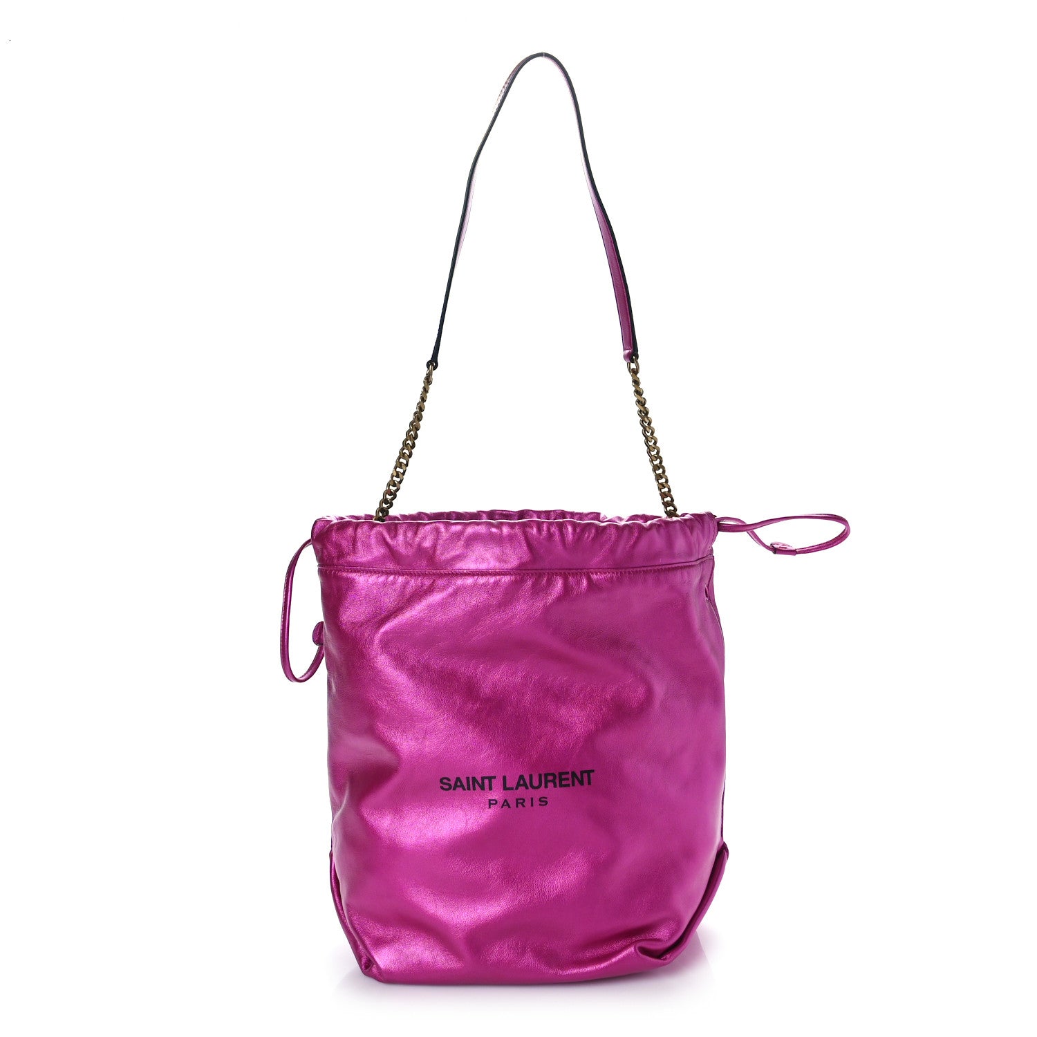 Saint Laurent Lambskin Teddy Drawstring Bag Fuchsia 1547974 – FASHIONPHILE