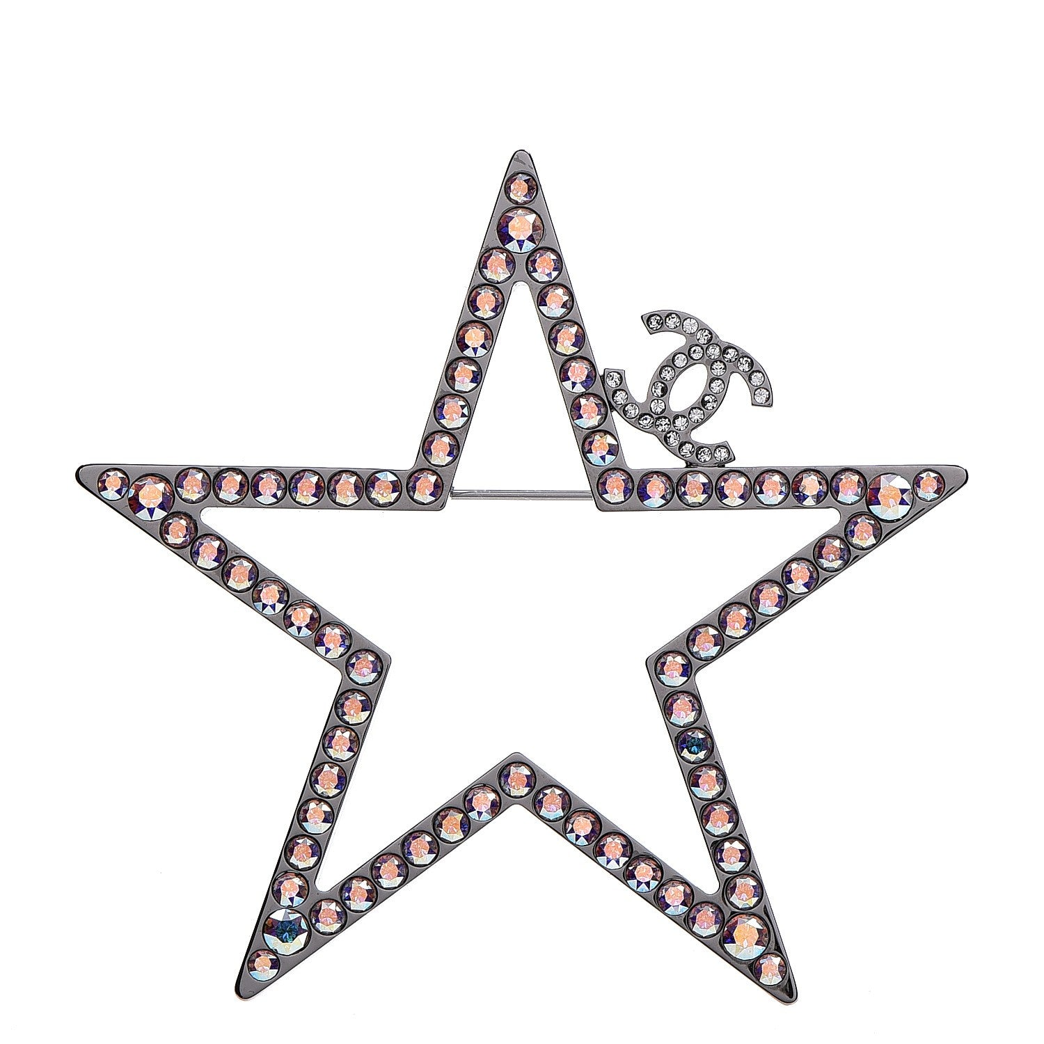 Chanel Ruthenium Crystal Star CC Brooch 219565 – FASHIONPHILE
