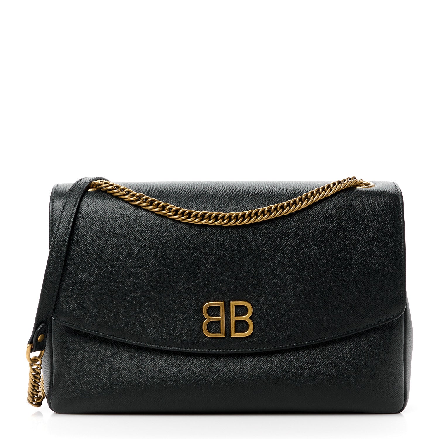Balenciaga Grained Calfskin BB Round Shoulder Bag Black 1681681 ...