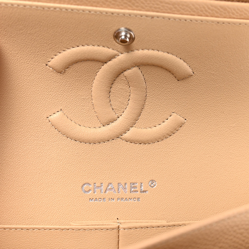 Chanel Caviar Quilted Medium Double Flap Beige 1832904 – FASHIONPHILE