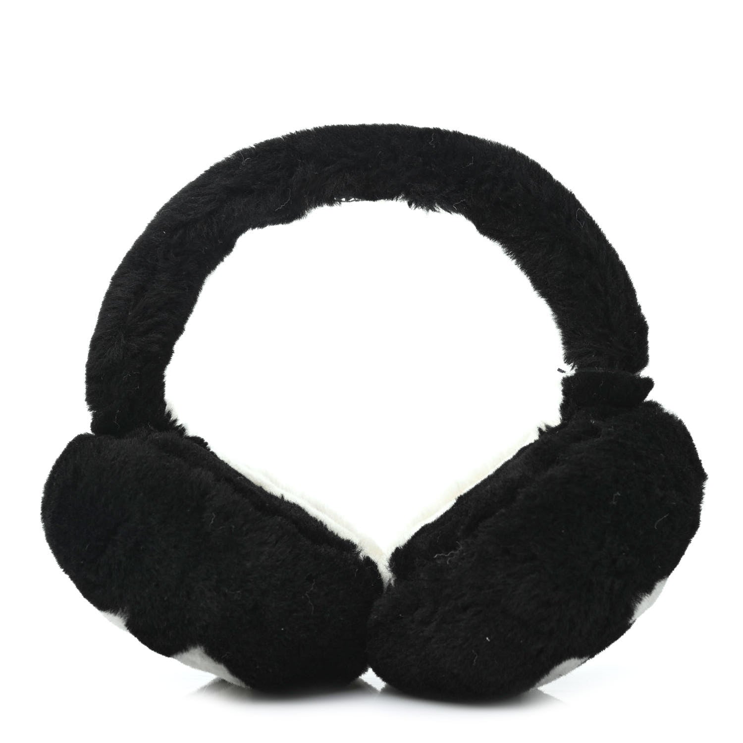 Chanel Shearling CC Bi-Color Ear Muffs White Black 823229 – FASHIONPHILE