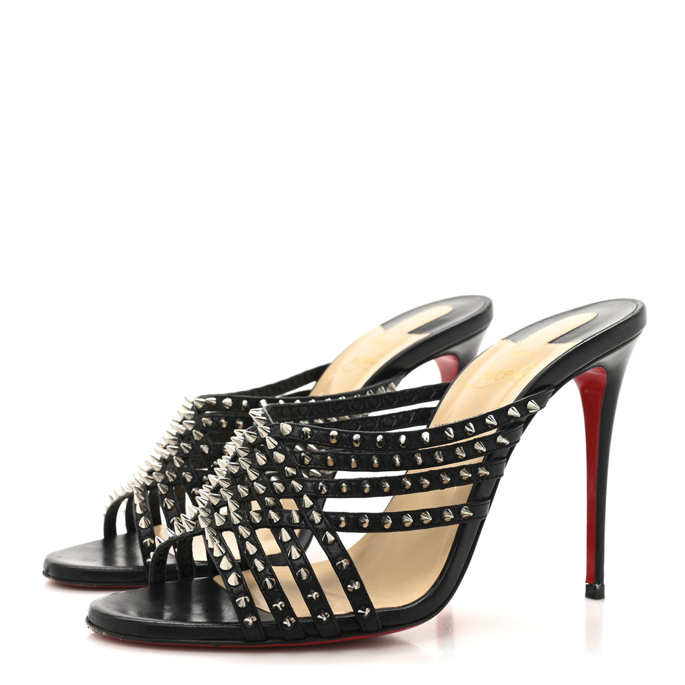Christian Louboutin Kid Studded Marthaspike 100 Slide Sandals 37.5 ...