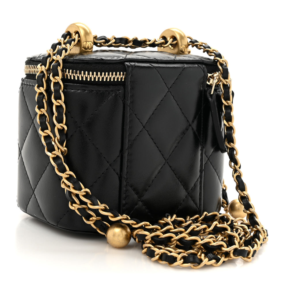 Chanel Calfskin Quilted Mini Perfect Fit Vanity Case With Chain Black ...