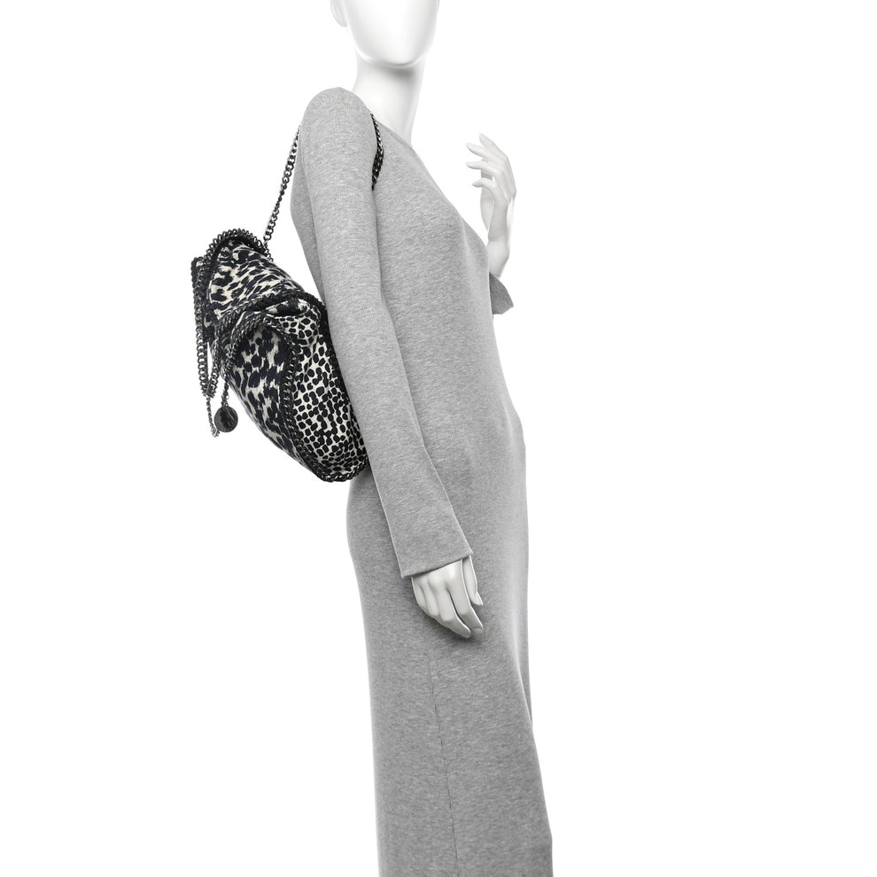 Stella McCartney Linen Leopard Small Falabella Tote Black White 1767752 ...