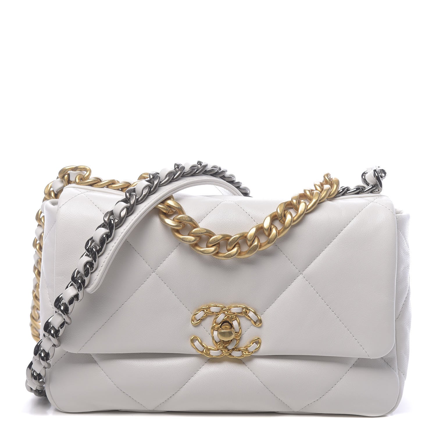 Chanel Goatskin Quilted Medium 19 Flap White 647594 – FASHIONPHILE