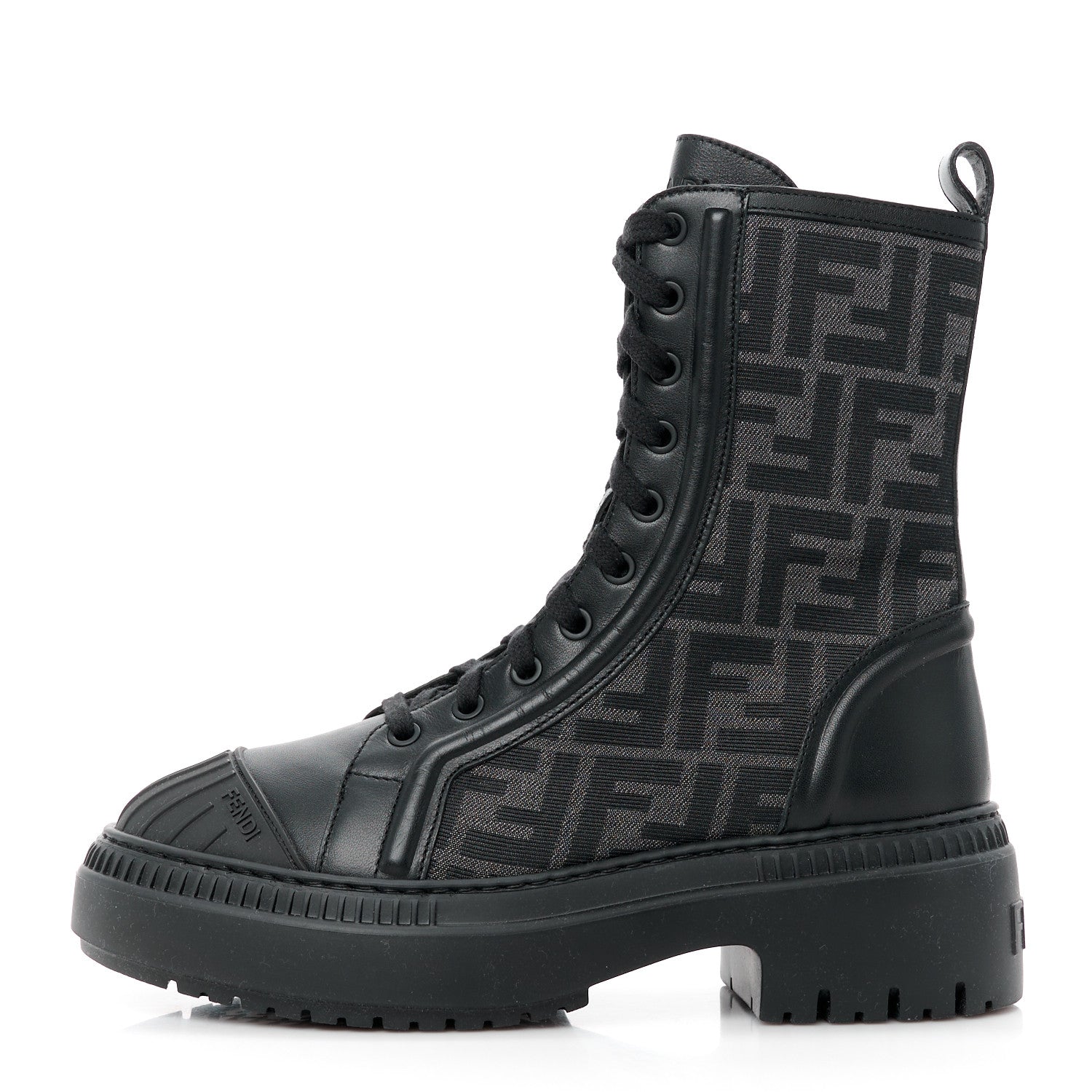 Fendi Fabric Jacquard Vitello FF Domino 50mm Biker Boots 38 Black ...