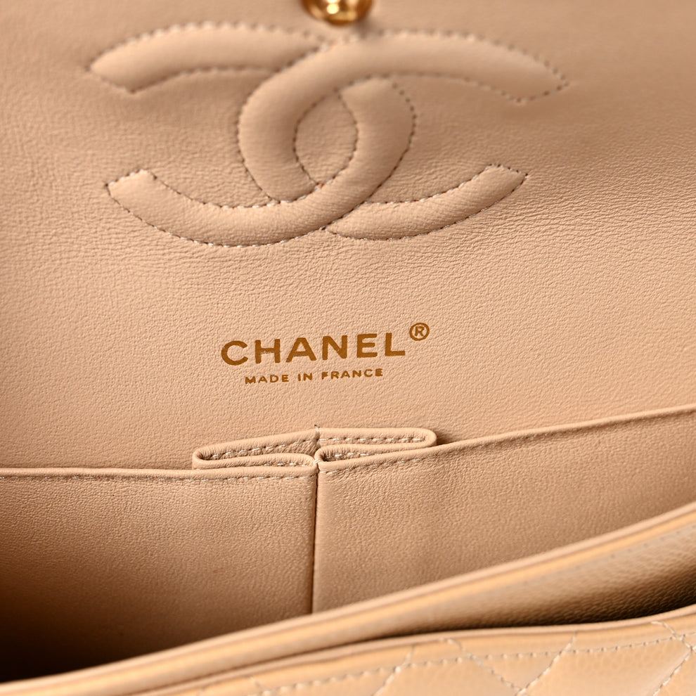 Chanel Caviar Quilted Medium Double Flap Beige 1789323 – FASHIONPHILE