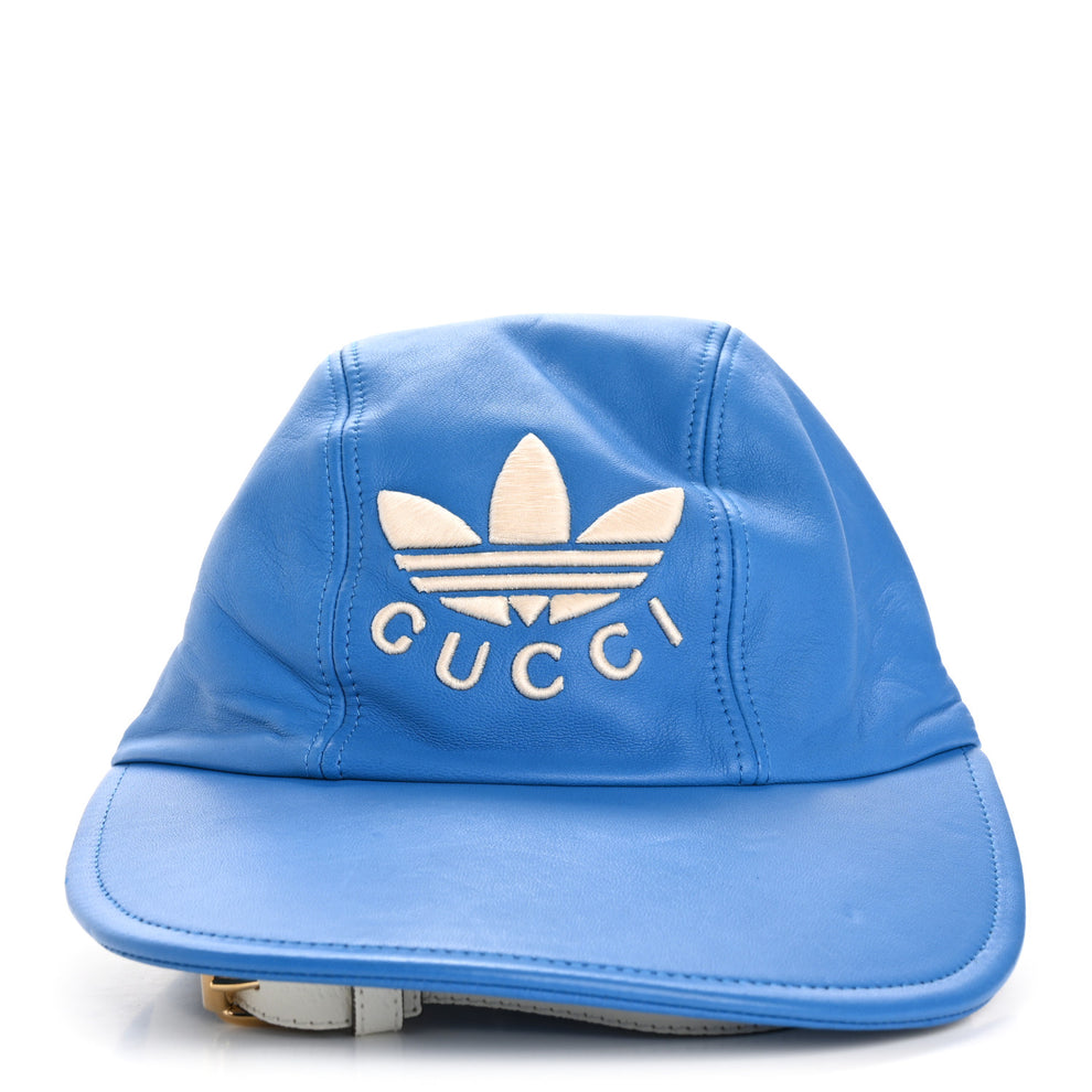 Gucci X ADIDAS Lambskin Trefoil Stefanos Baseball Hat XL Blue 1703014 ...