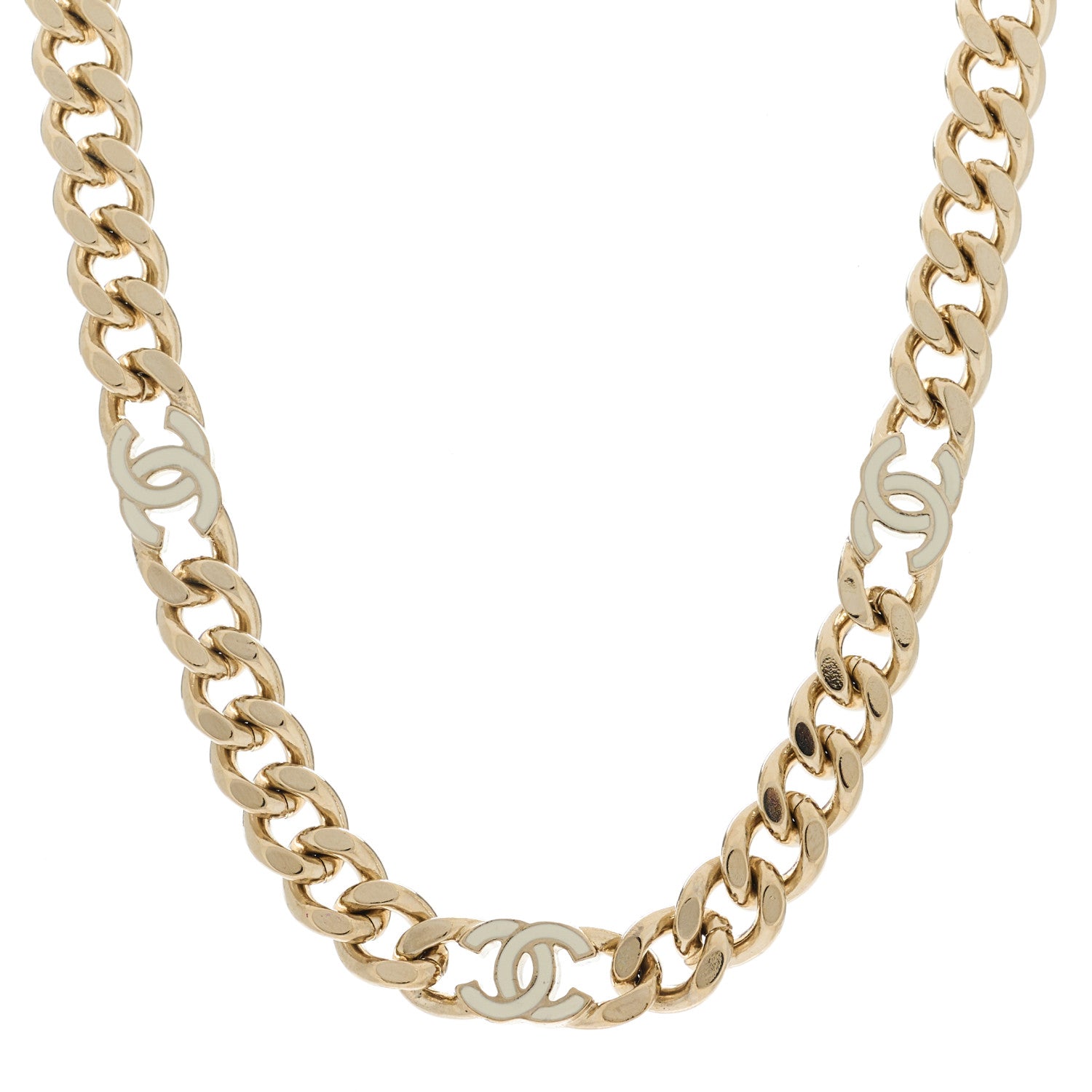 Chanel Metal Enamel Chain CC Choker Gold White 1357350 – FASHIONPHILE