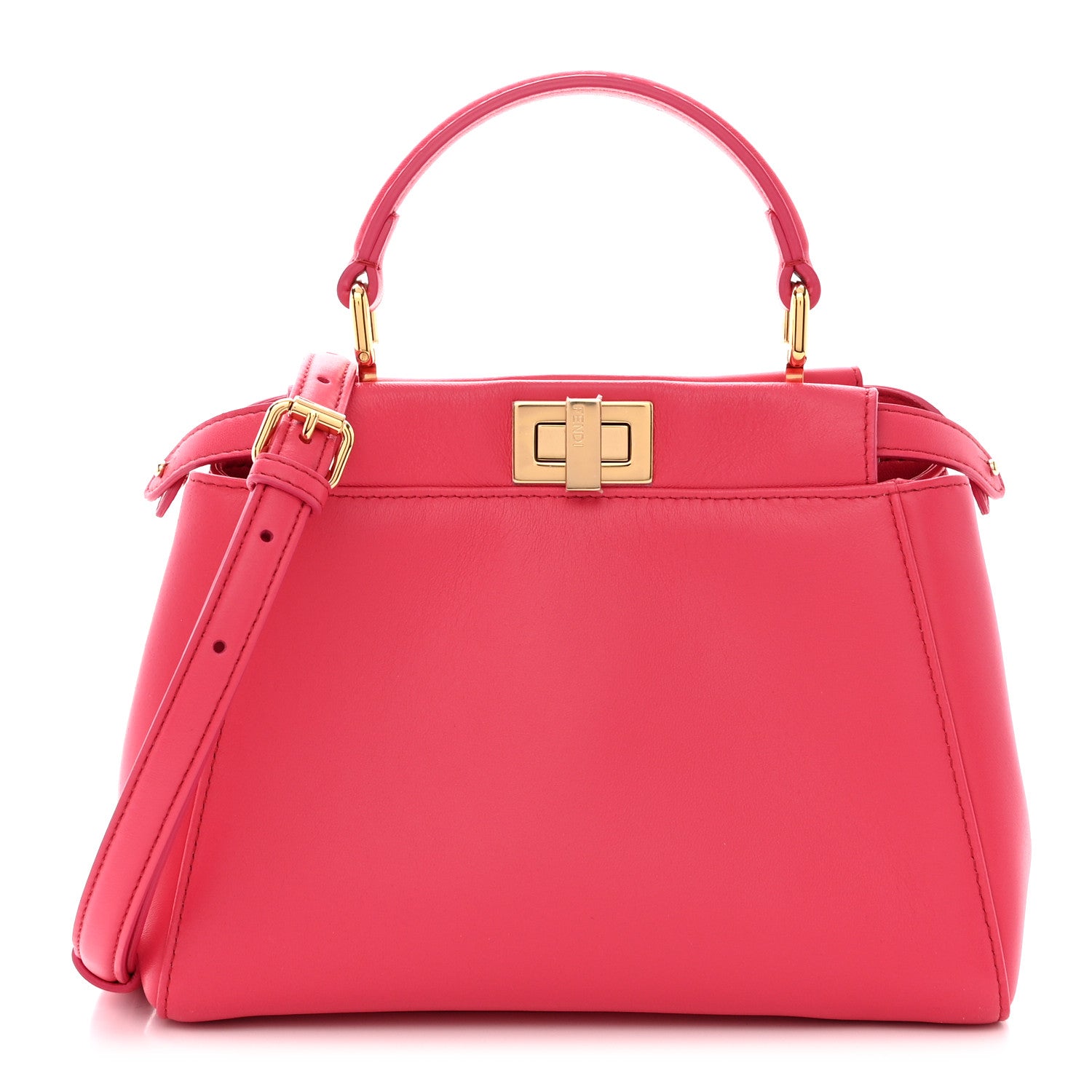 Fendi Nappa Stacked Bar Mini Peekaboo Iconic Satchel Lampone 1759557 ...