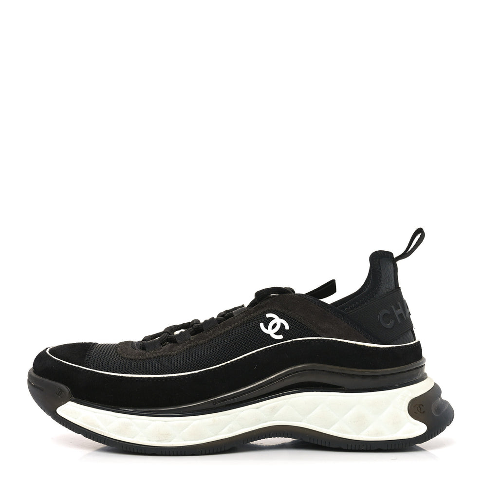 Chanel Fabric Suede CC Sneakers 39.5 Black Brown 1795021 – FASHIONPHILE