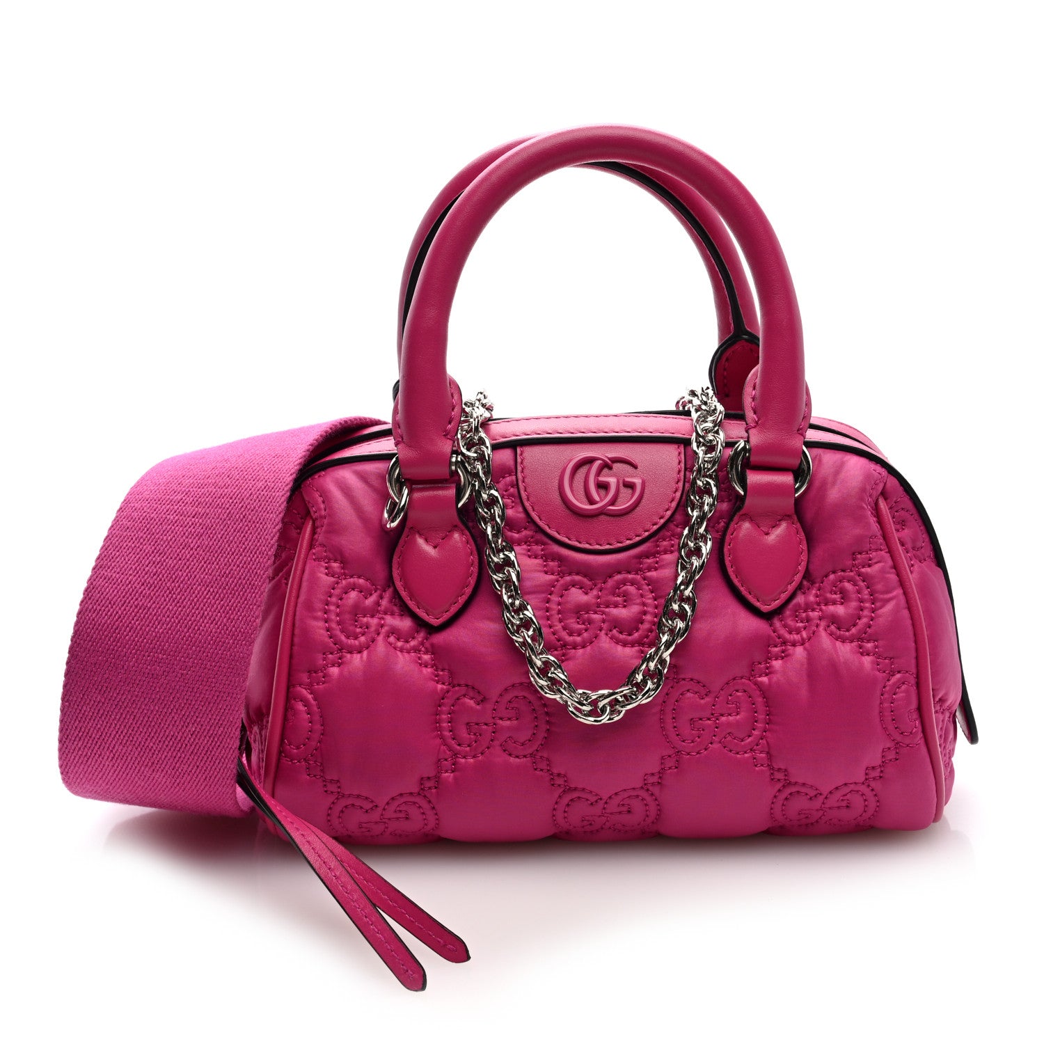 Gucci Nylon Calfskin Enamel GG Matelasse Mini Bowler Bag Lovely 1691382 ...