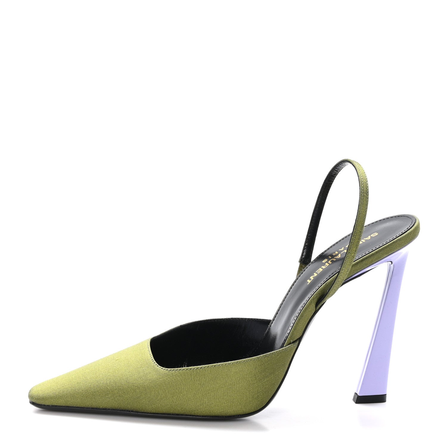 Saint Laurent Crepe De Chine Blade 105 Slingback Pumps 40 Lime 1538538 ...