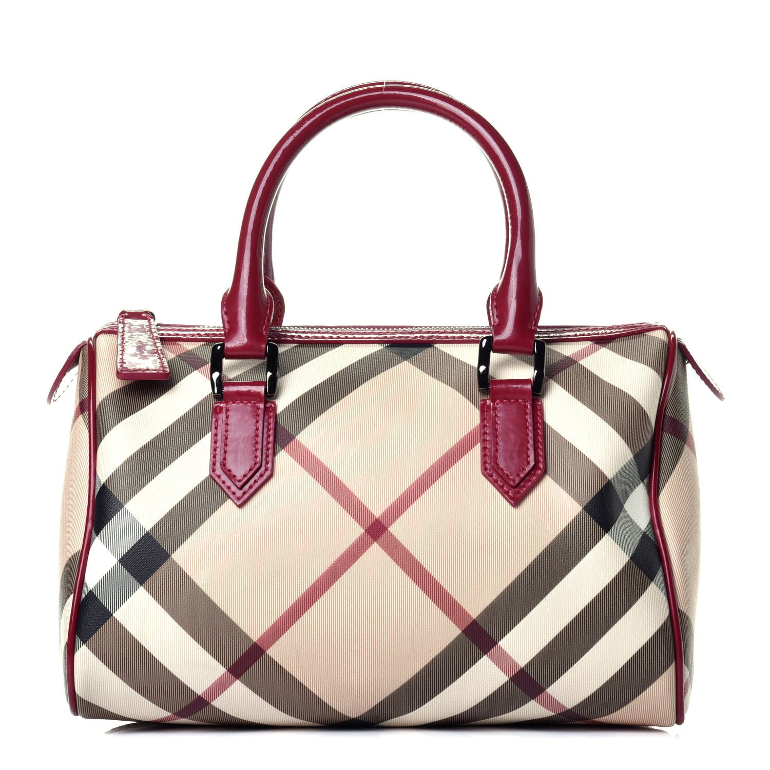 Burberry Patent Nova Check Chester Bowling Bag Raspberry Sorbet 741357 ...