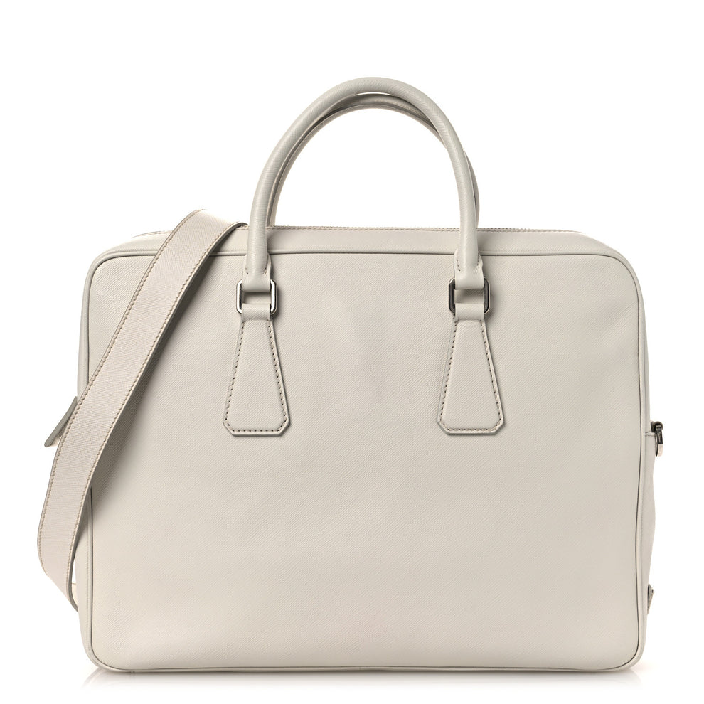 Prada Saffiano Travel Briefcase Talco 1770436 – FASHIONPHILE