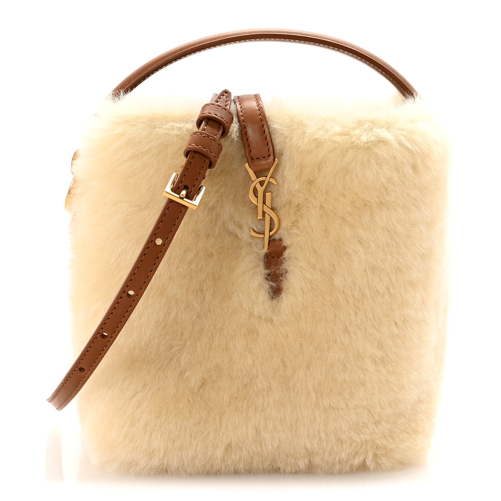 Saint Laurent Shearling Le 37 Mini Bucket Bag Cream 1803002 – FASHIONPHILE