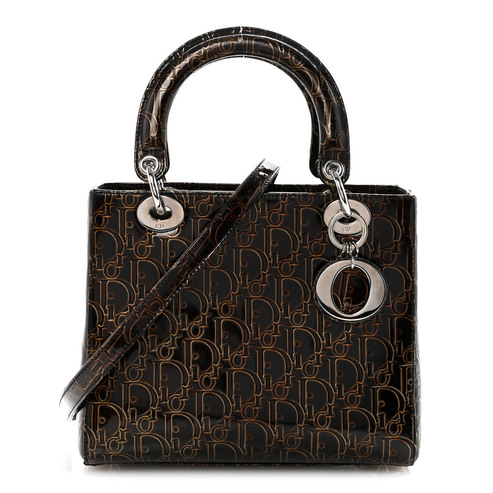 Christian Dior Patent Ultimate Medium Lady Dior Brown 1825242 ...