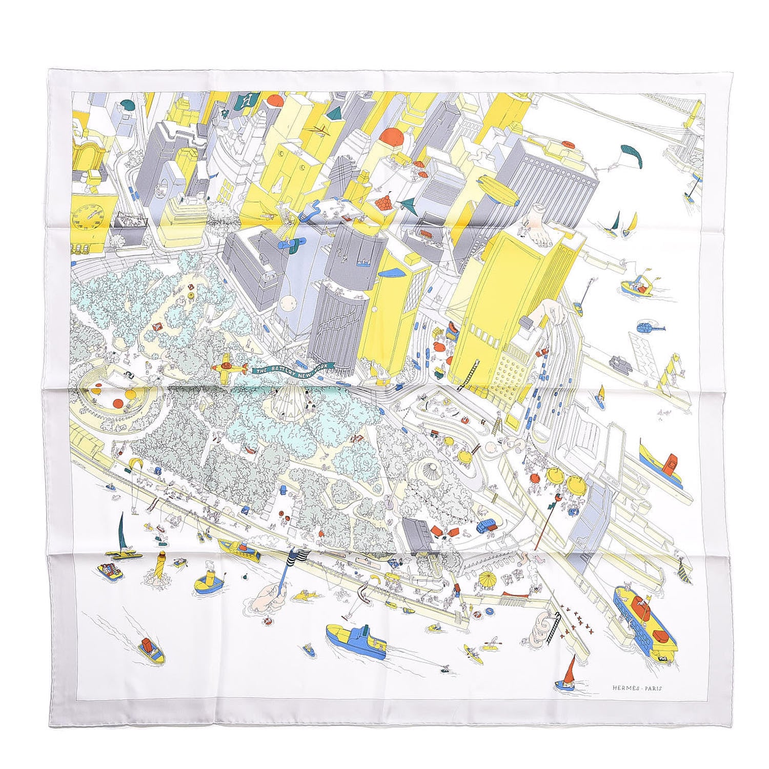 Hermes Silk The Battery New York Scarf 90 510171 – FASHIONPHILE